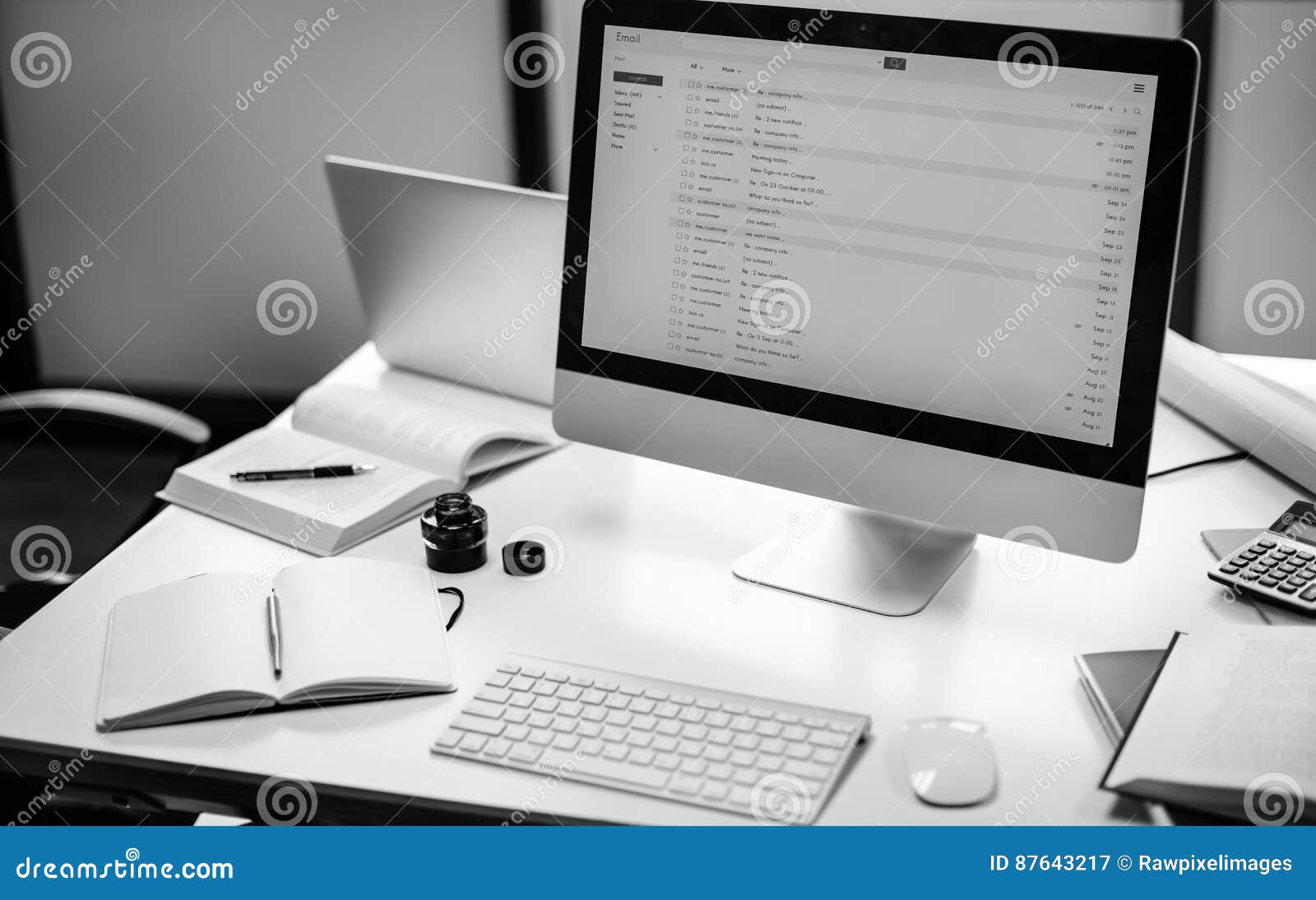 Stationary Workplace Workspace Style Computer Concept Stock Image ...