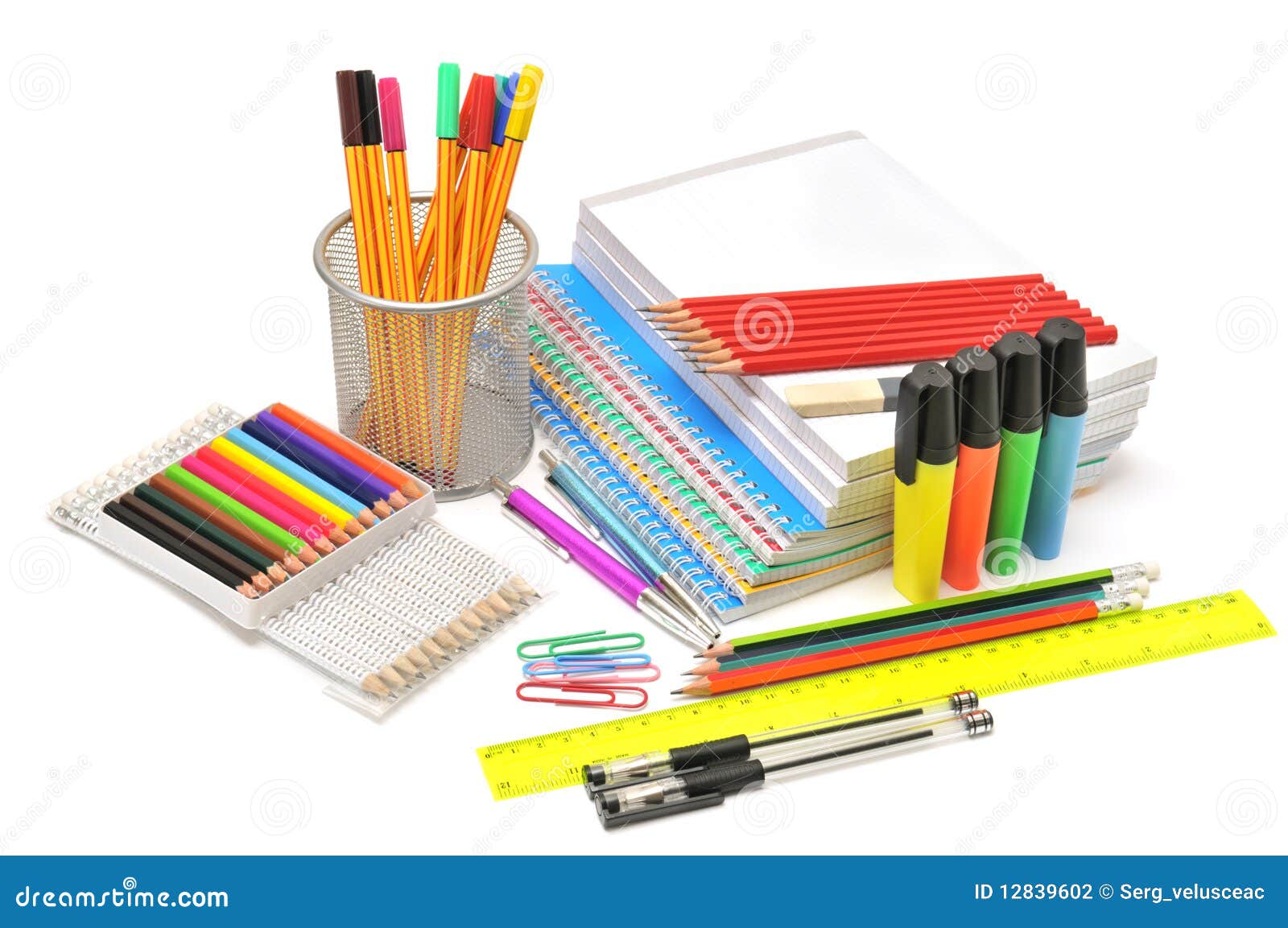 Stationery stock photo. Image of instrument, notebook - 12839602