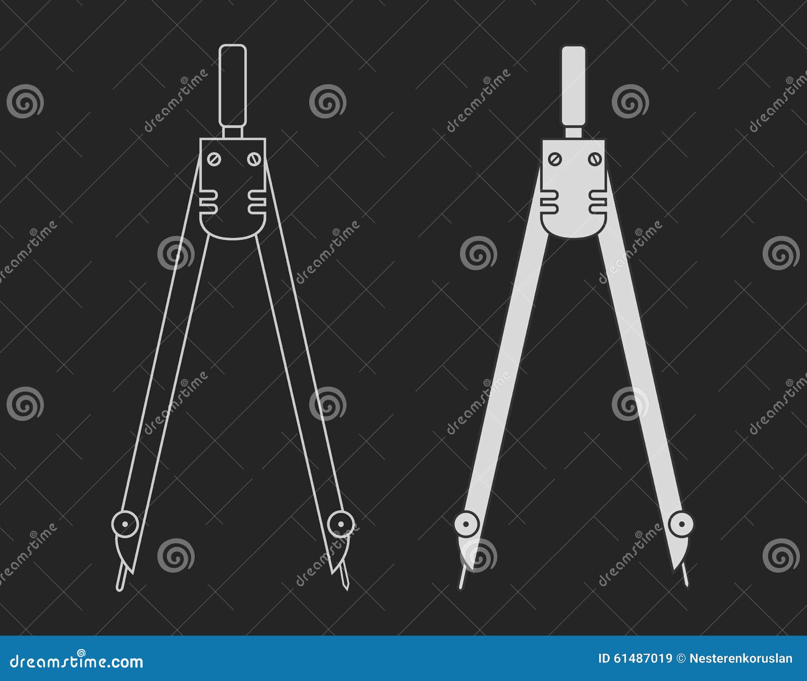 Stationery Architecture Compasses. Chalk Stock Vector - Illustration of ...