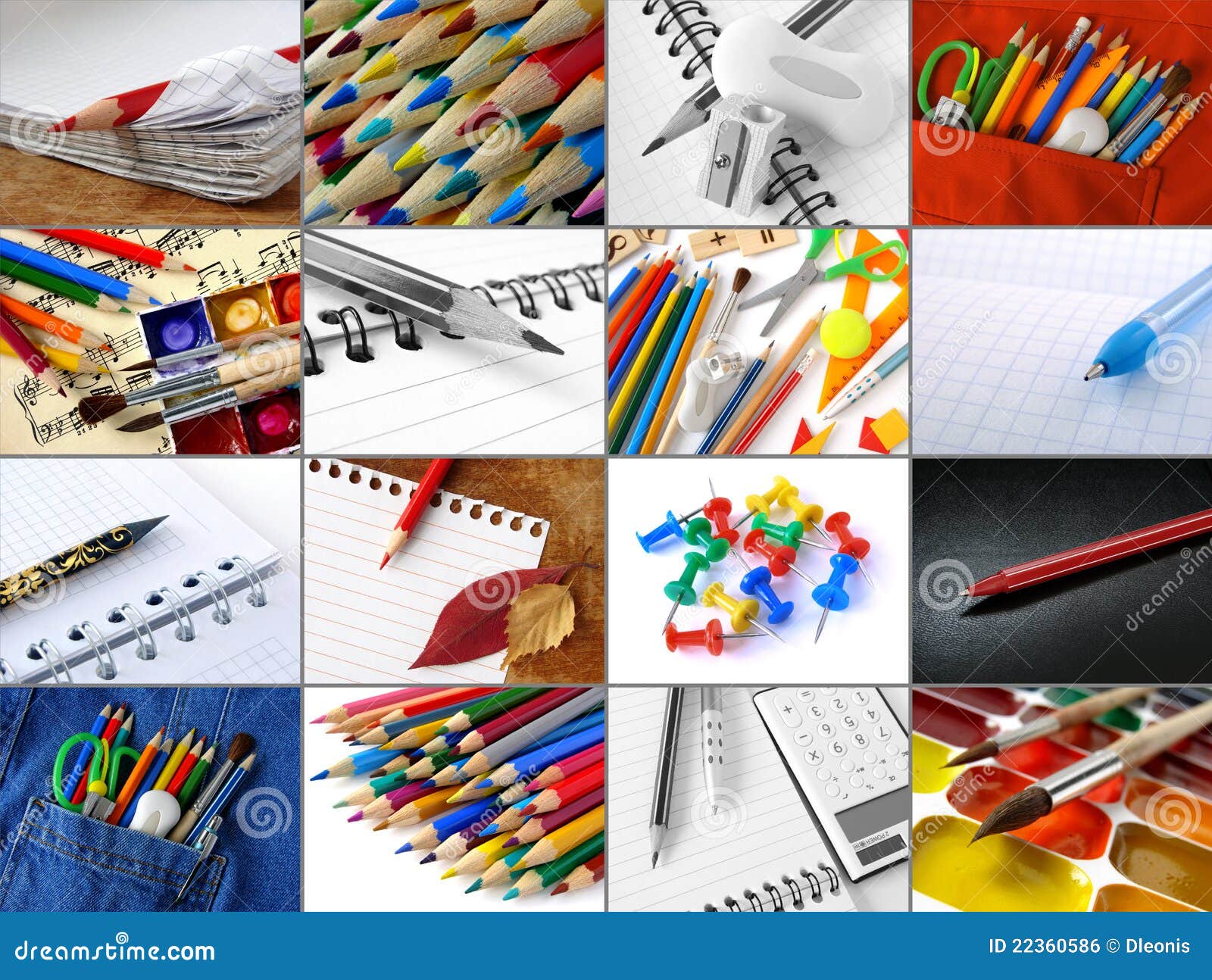 Stationery collage stock photo. Image of lesson, count - 22360586