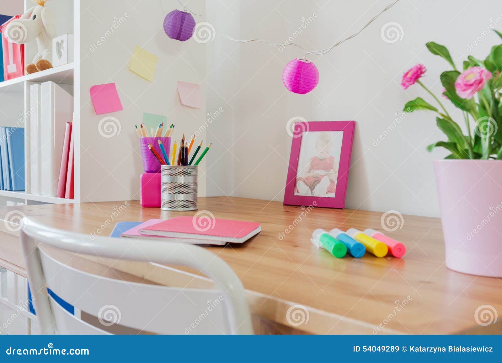 Stationery on the desk stock image. Image of pencil, daisy - 54049289