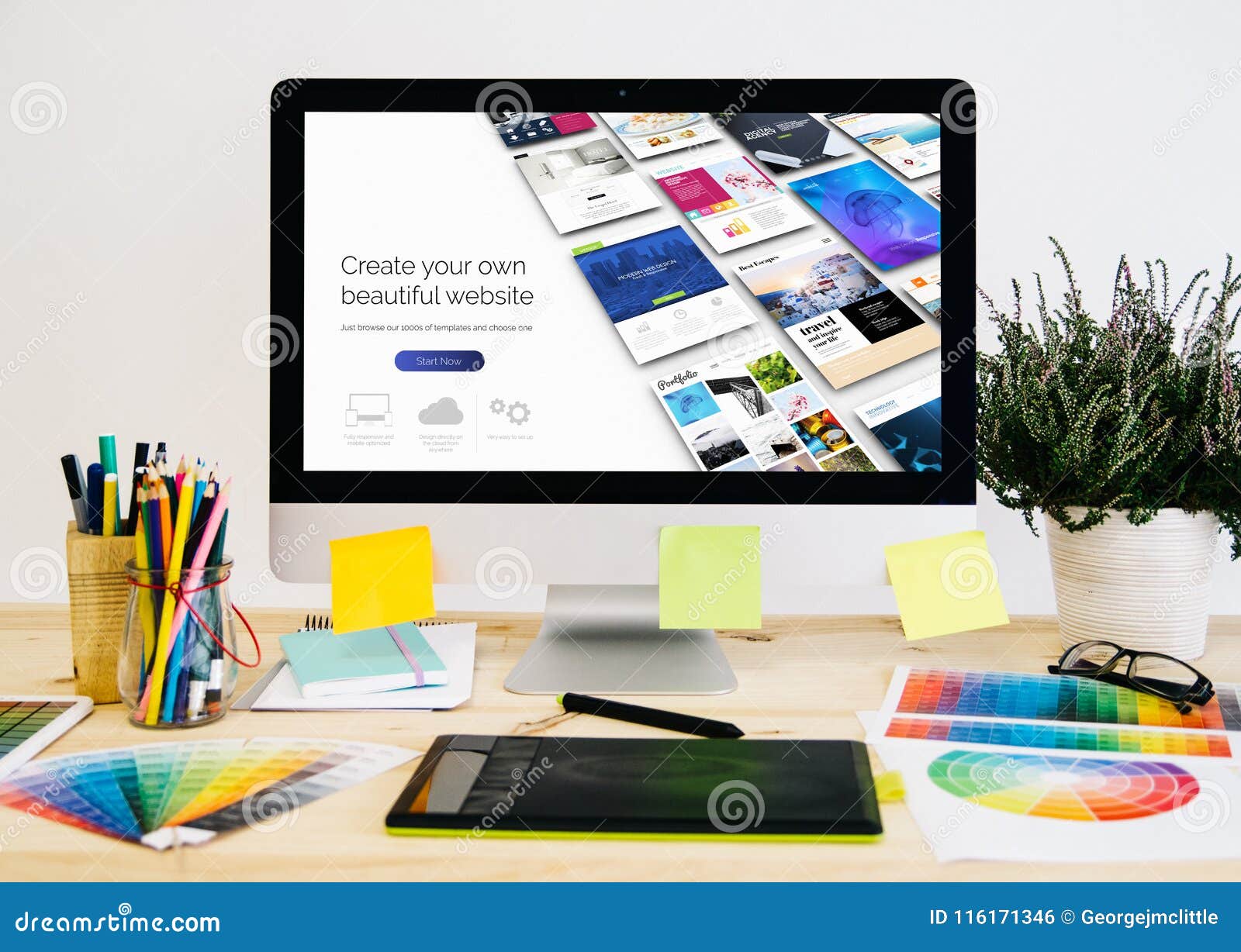 Stationery Desktop Website Builder Stock Photo - Image of studio ...