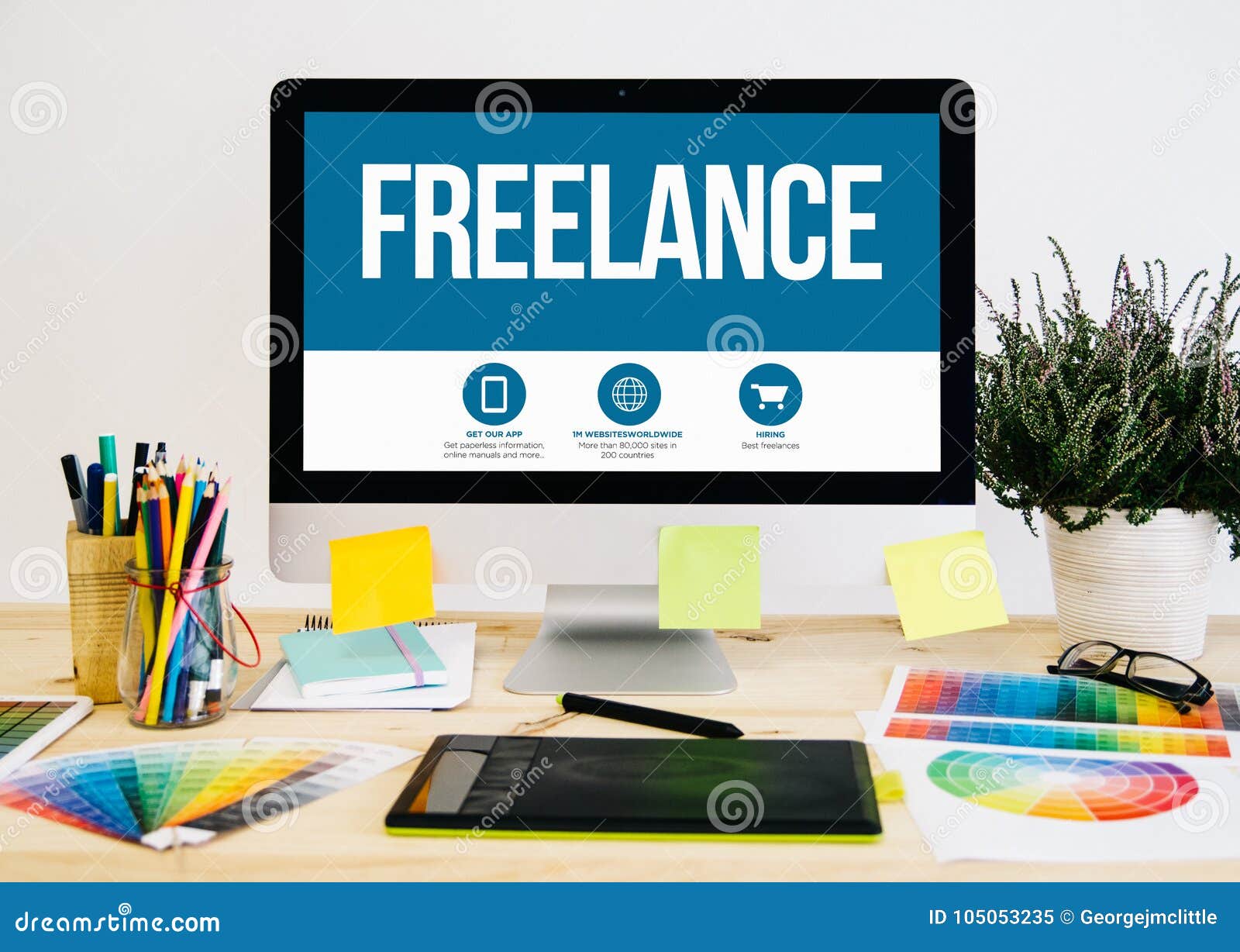Stationery Desktop Freelance Stock Image - Image of career, office ...