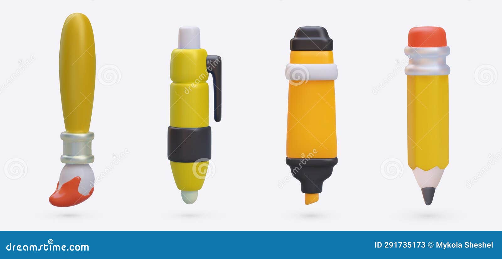 Stationery for Drawing. Set of Vector Objects in Vertical Position ...