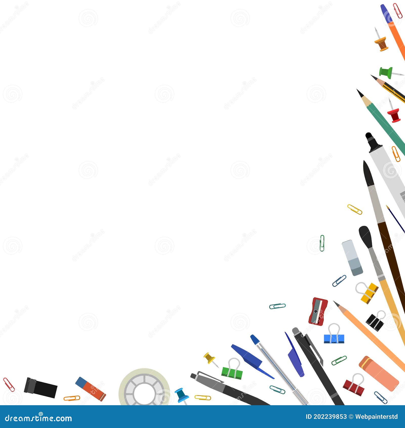 Stationery. Goods for the Office, School and Creativity. Corner Frame ...