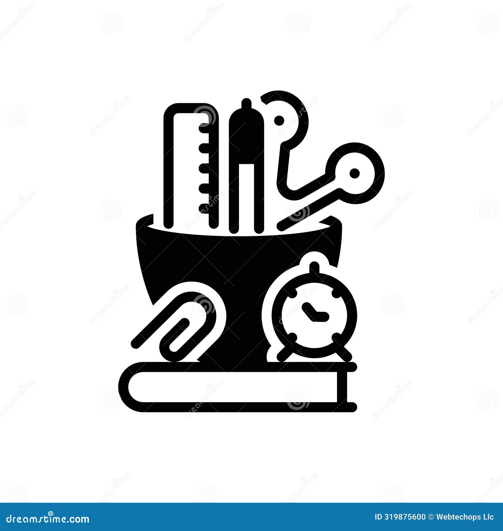 Black Solid Icon for Stationery, Scale and Book Stock Illustration ...