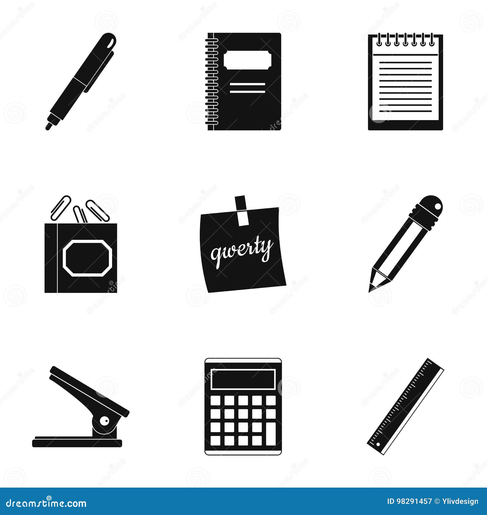 Stationery Icon Set, Simple Style Stock Vector - Illustration of book ...