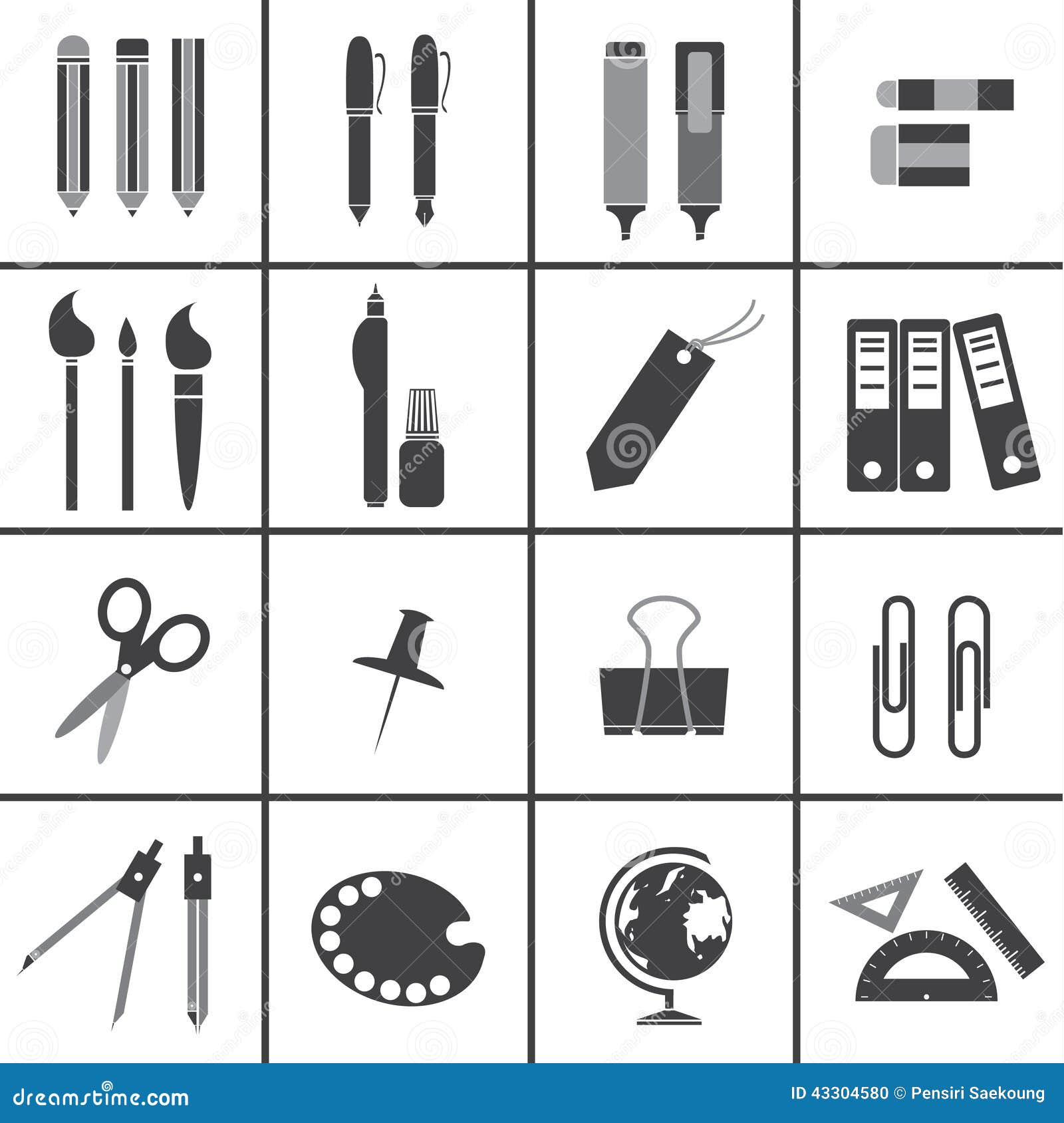 Stationery icons stock vector. Illustration of button - 43304580