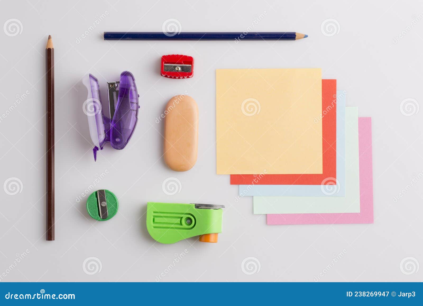 Severals stationery items stock image. Image of rubber - 238269947