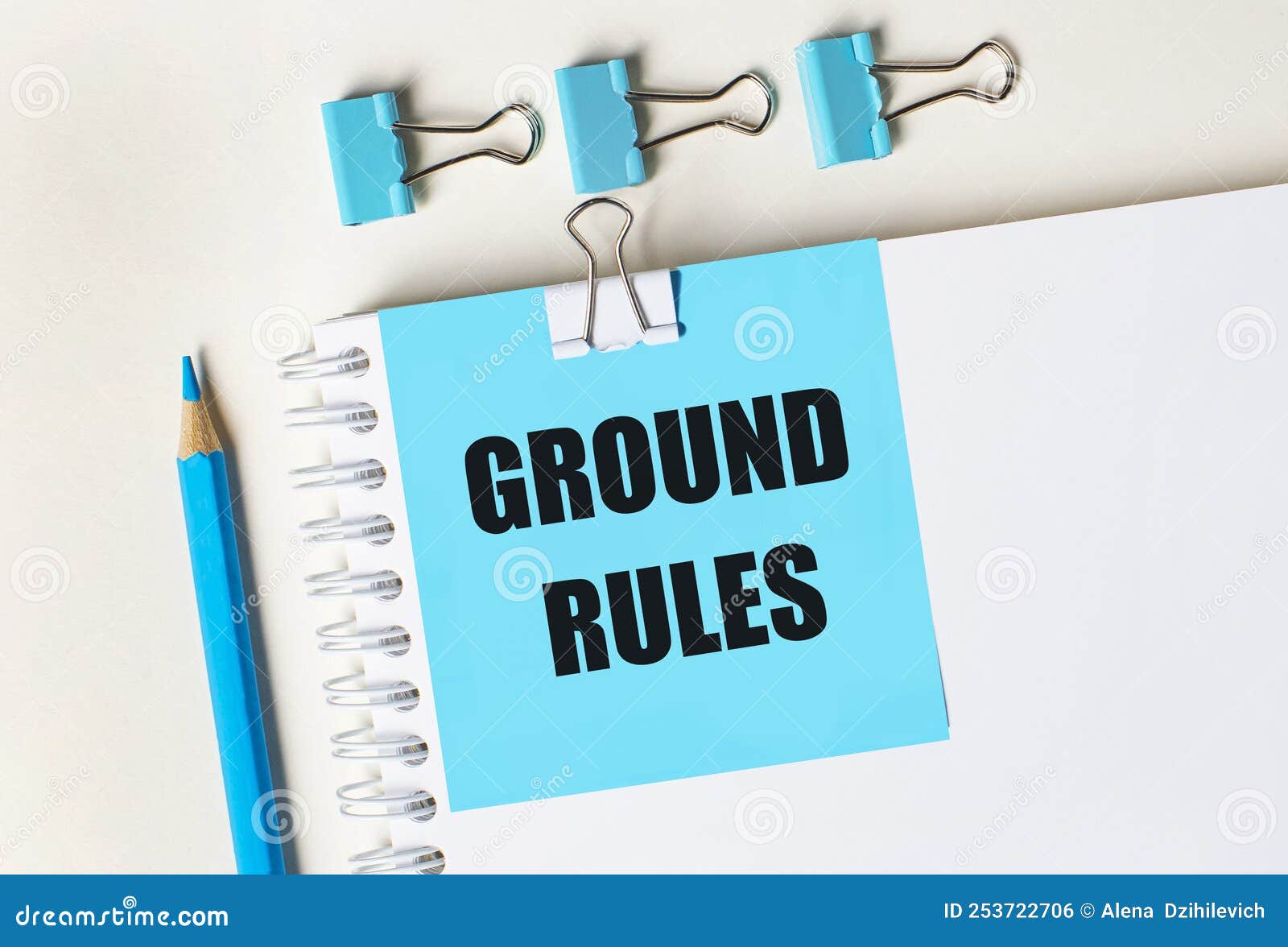 Stationery Light Blue Paper Clips, Pencil And Blue Paper With The Text ...