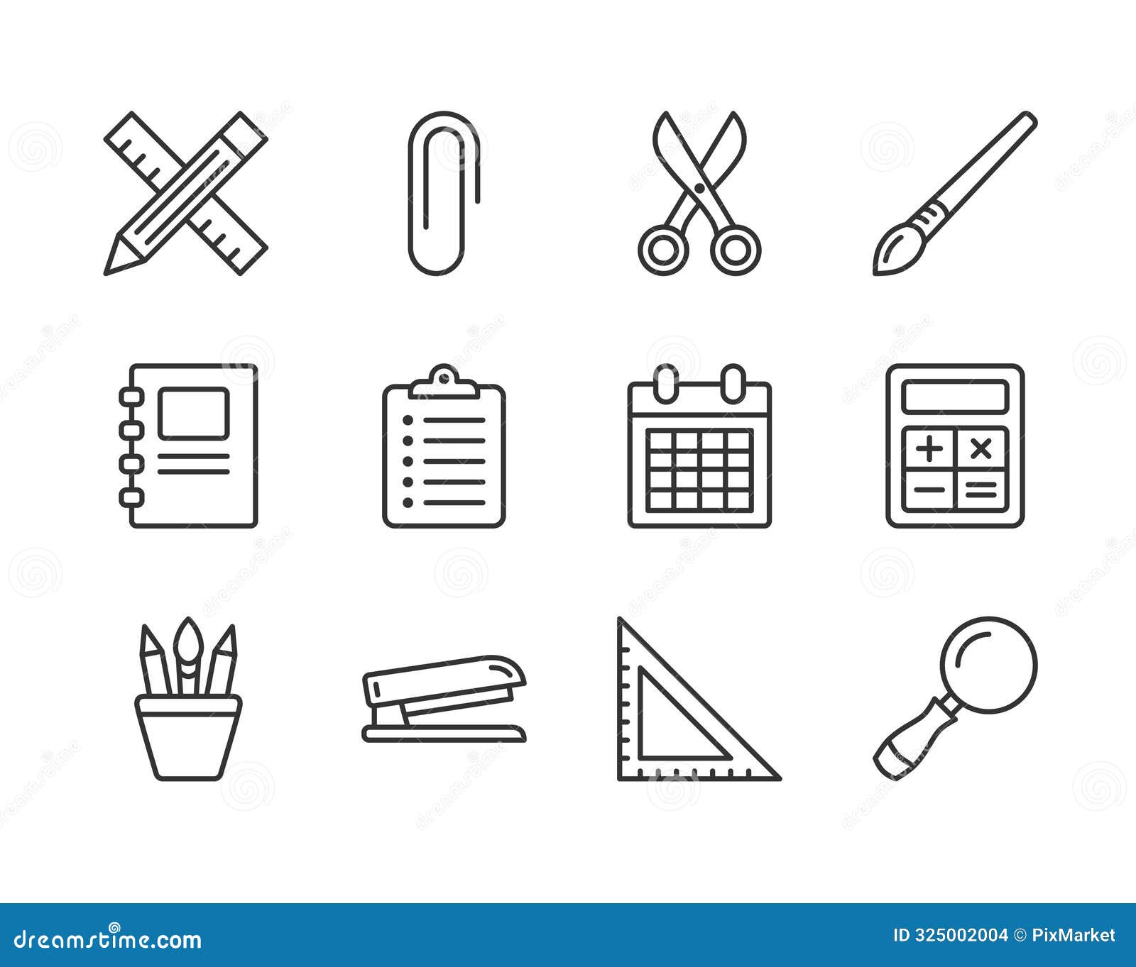Stationery Line Icons stock illustration. Illustration of symbol ...