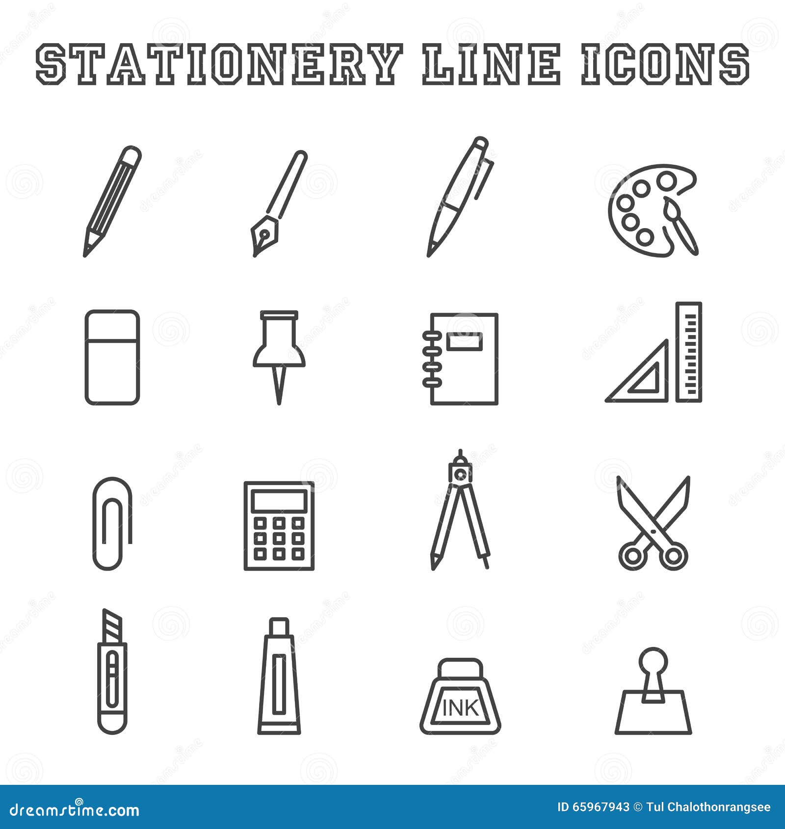 Stationery Line Icon. Vector Sign Of Graphic Design And Creativity. Pen ...