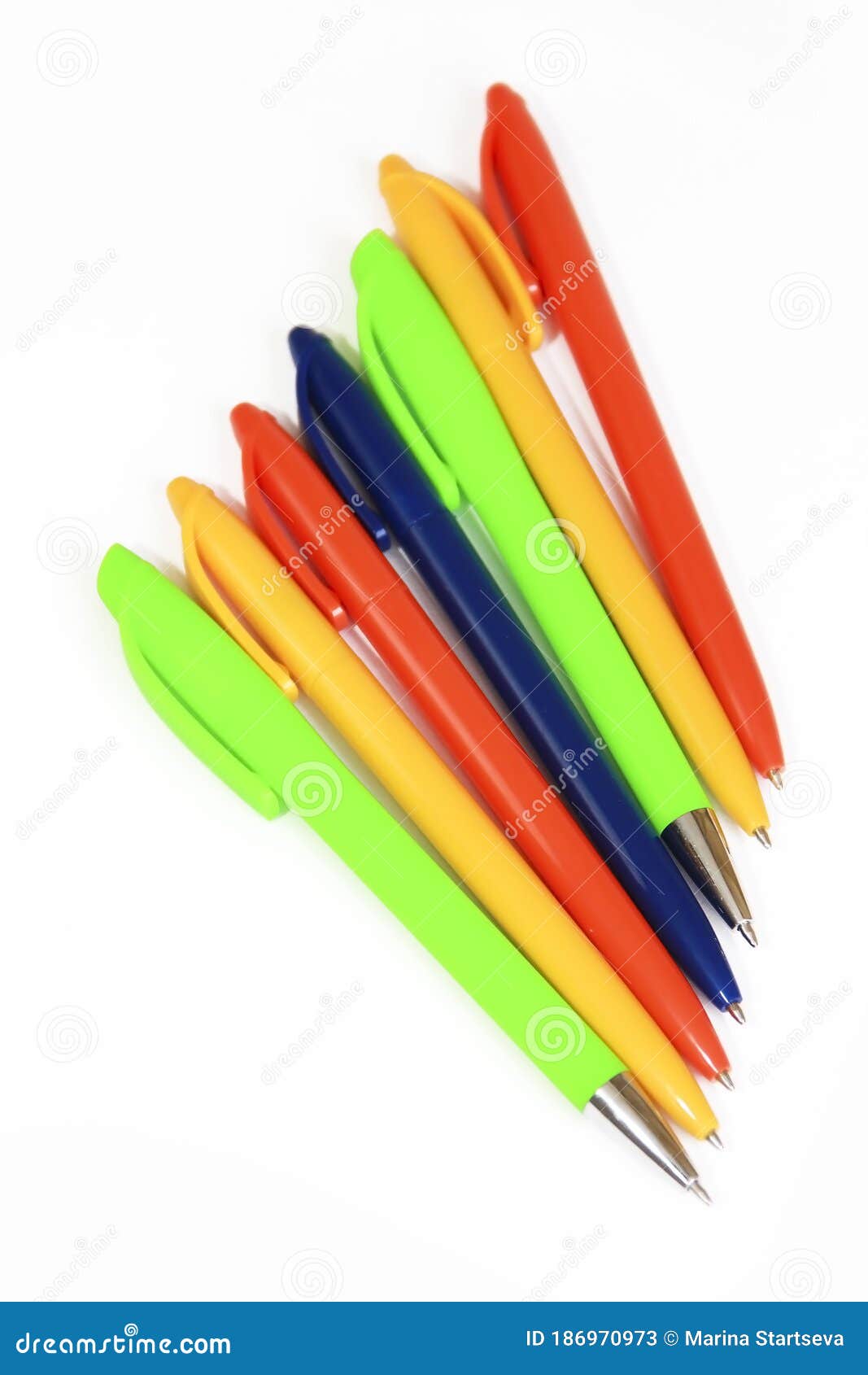 Stationery Multi-colored Pens for Writing Stock Image - Image of ball ...