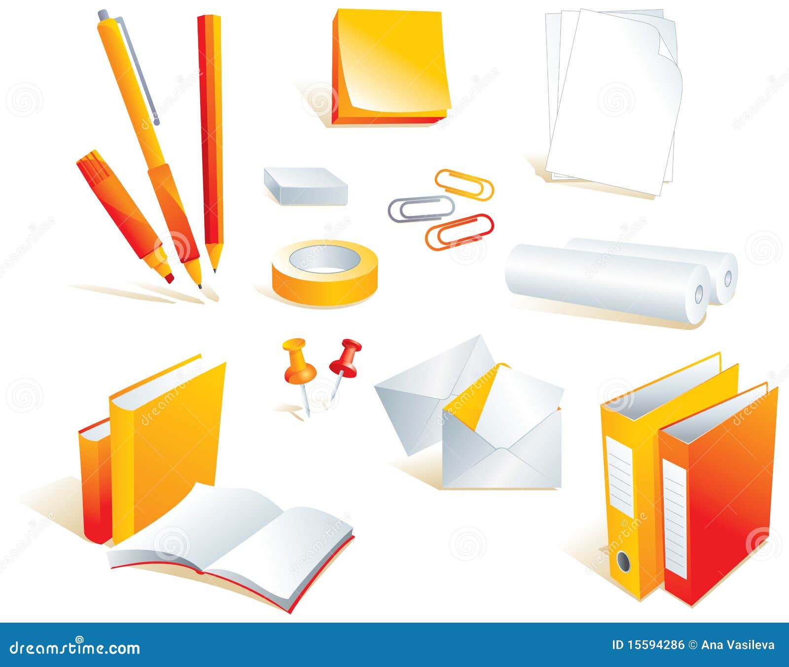 Stationery, Office Supply Items Stock Vector - Illustration of ...