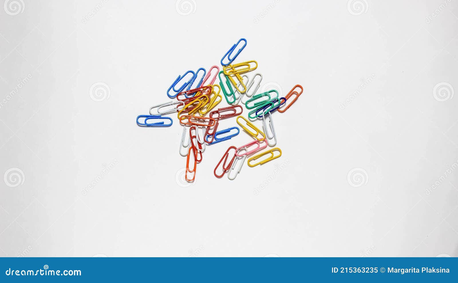 Stationery Paper Clips of Different Colors on a White Background Stock ...