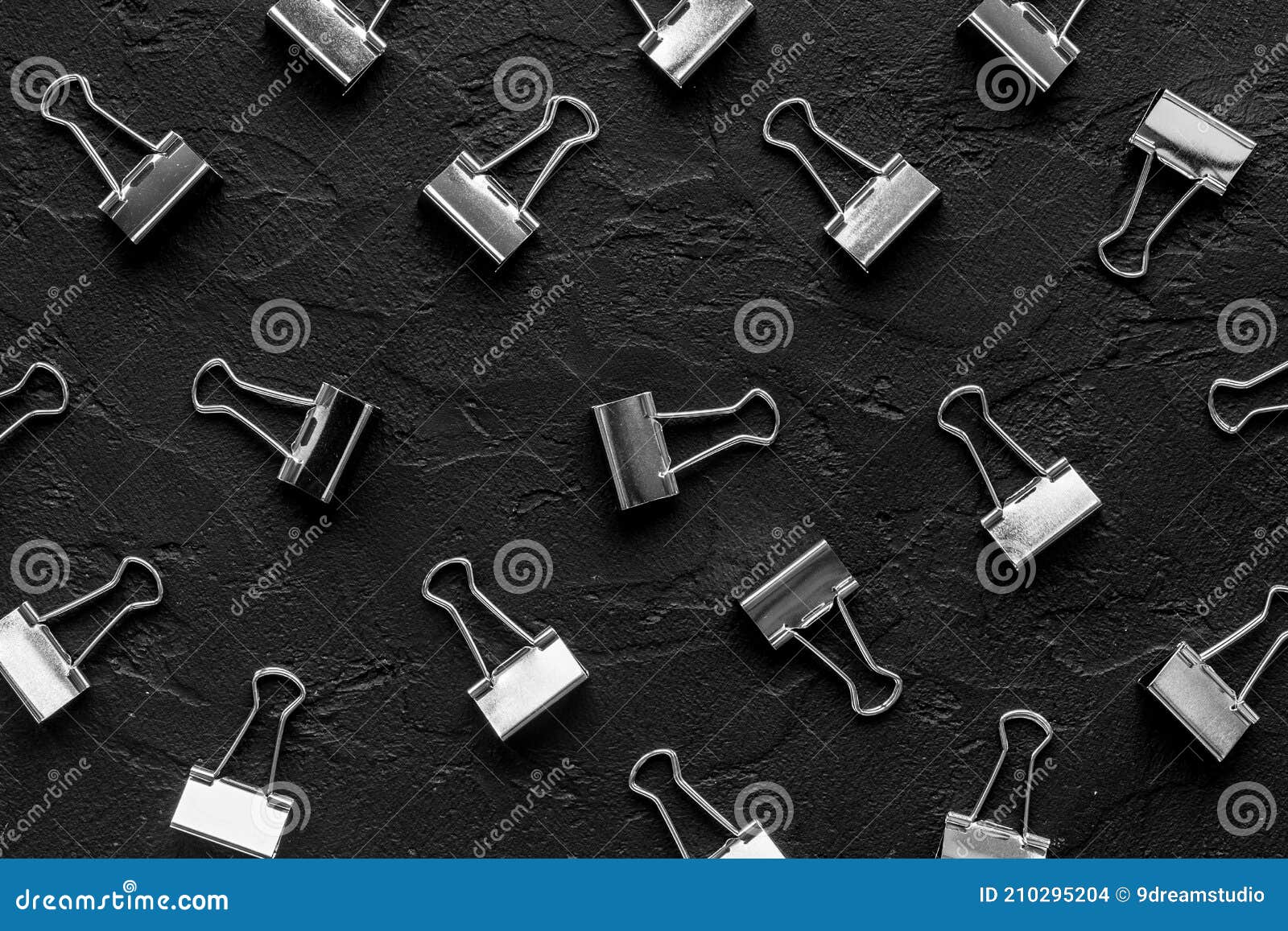 Stationery Pattern. Paper Binder Clips Top View Stock Photo - Image of ...