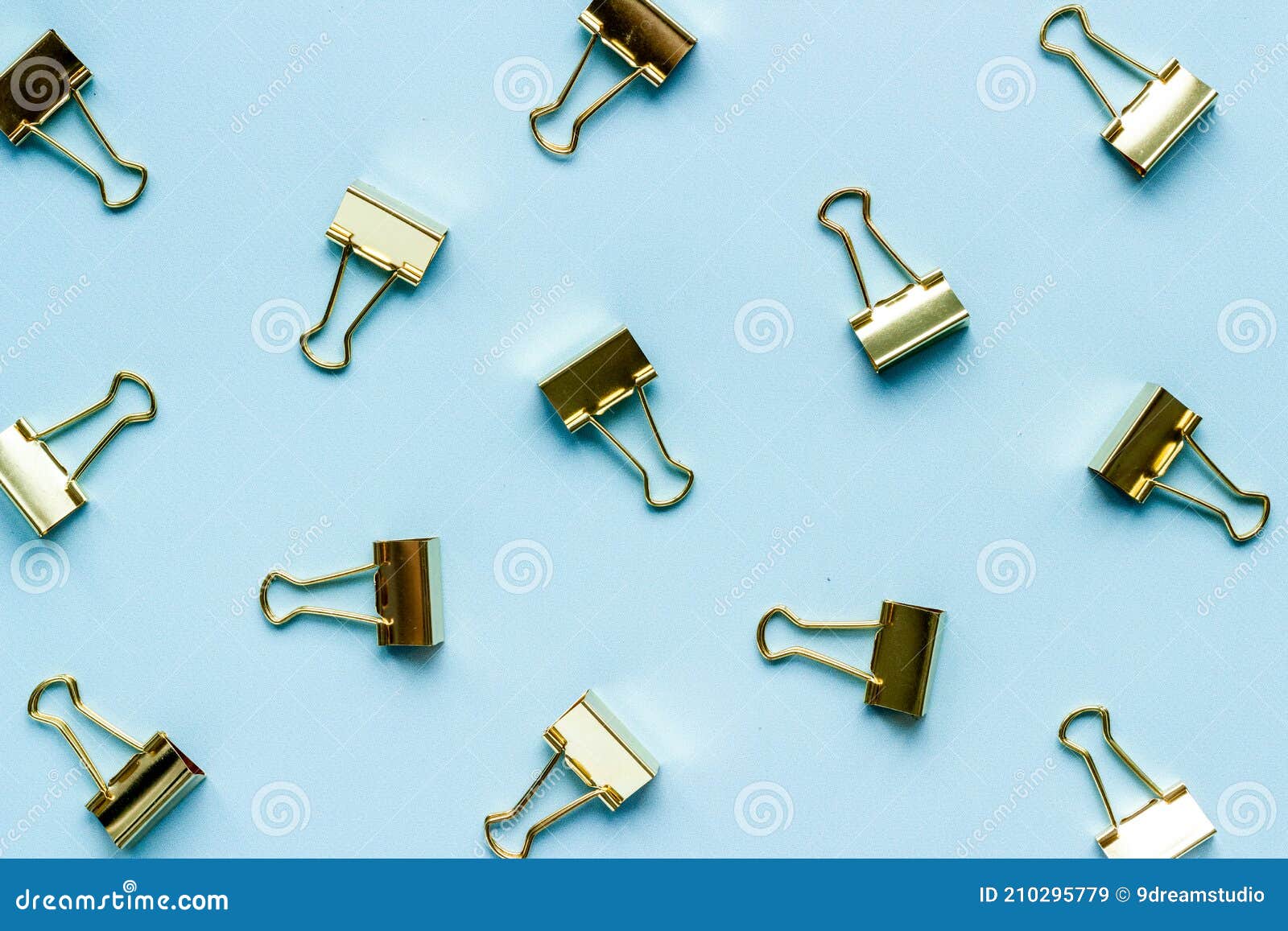 Stationery Pattern. Paper Binder Clips Top View Stock Image - Image of ...