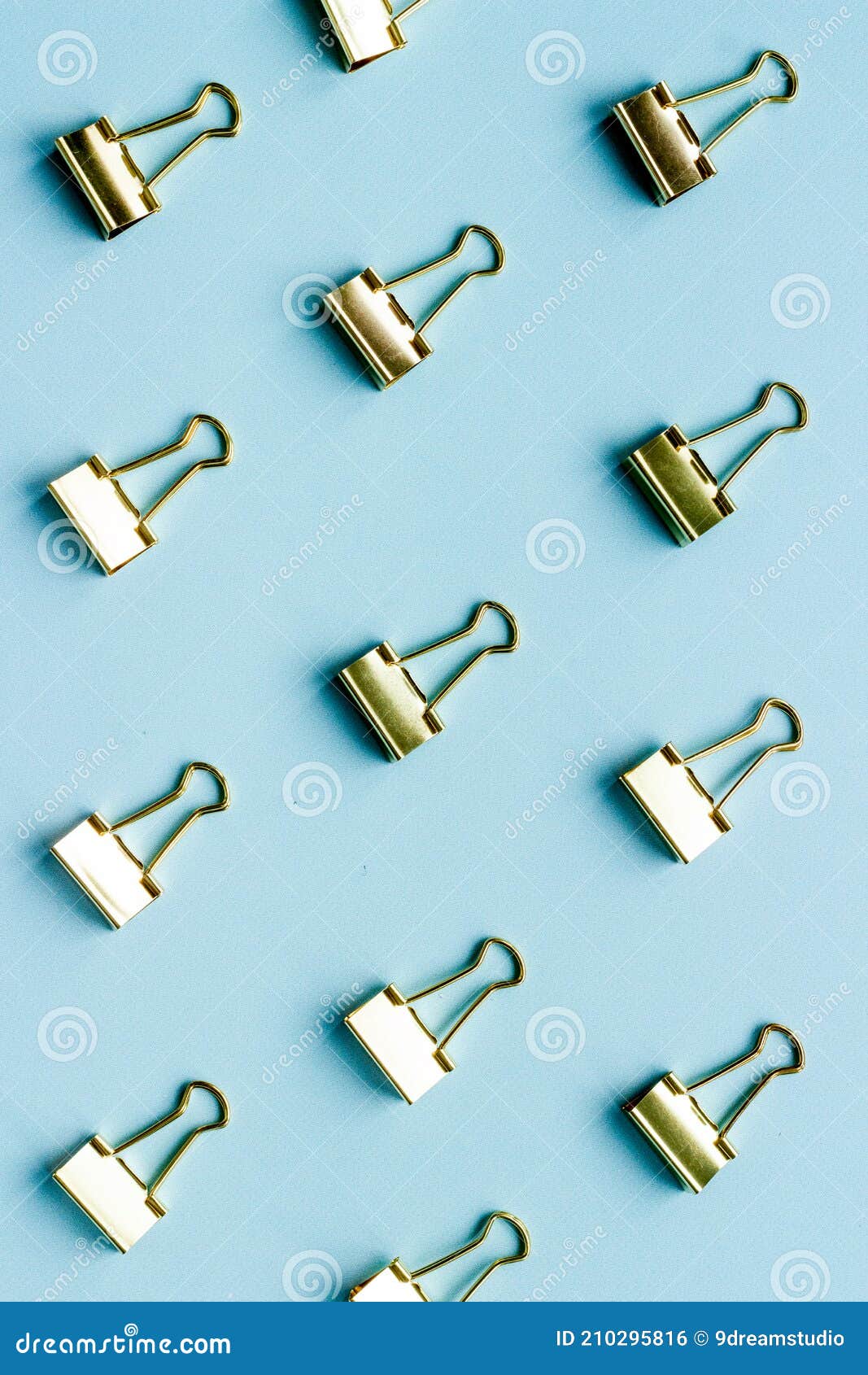Stationery Pattern. Paper Binder Clips Top View Stock Photo - Image of ...