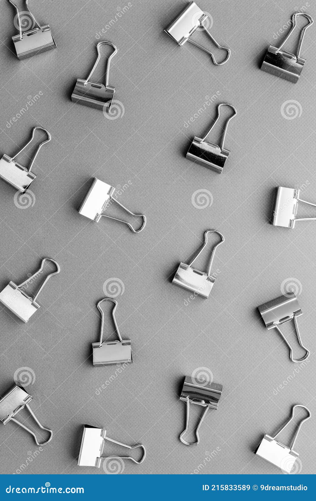 Stationery Pattern. Paper Binder Clips Top View Stock Image - Image of ...