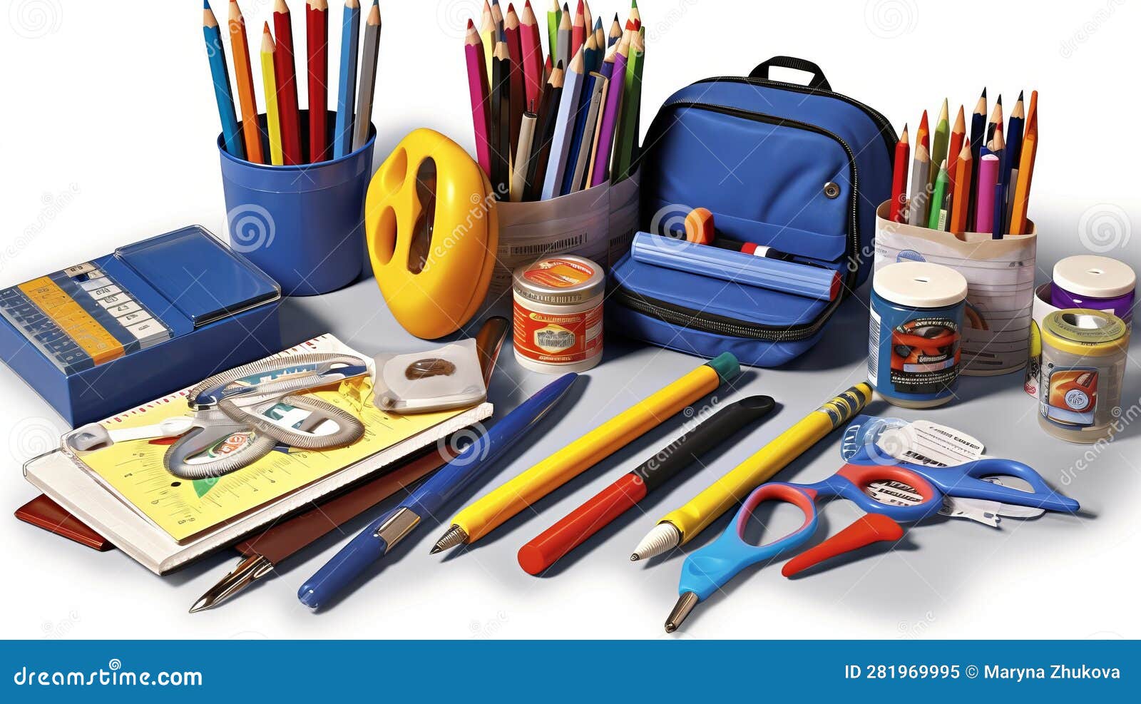 Stationery for School or Office. Various Writing Instruments Stock ...