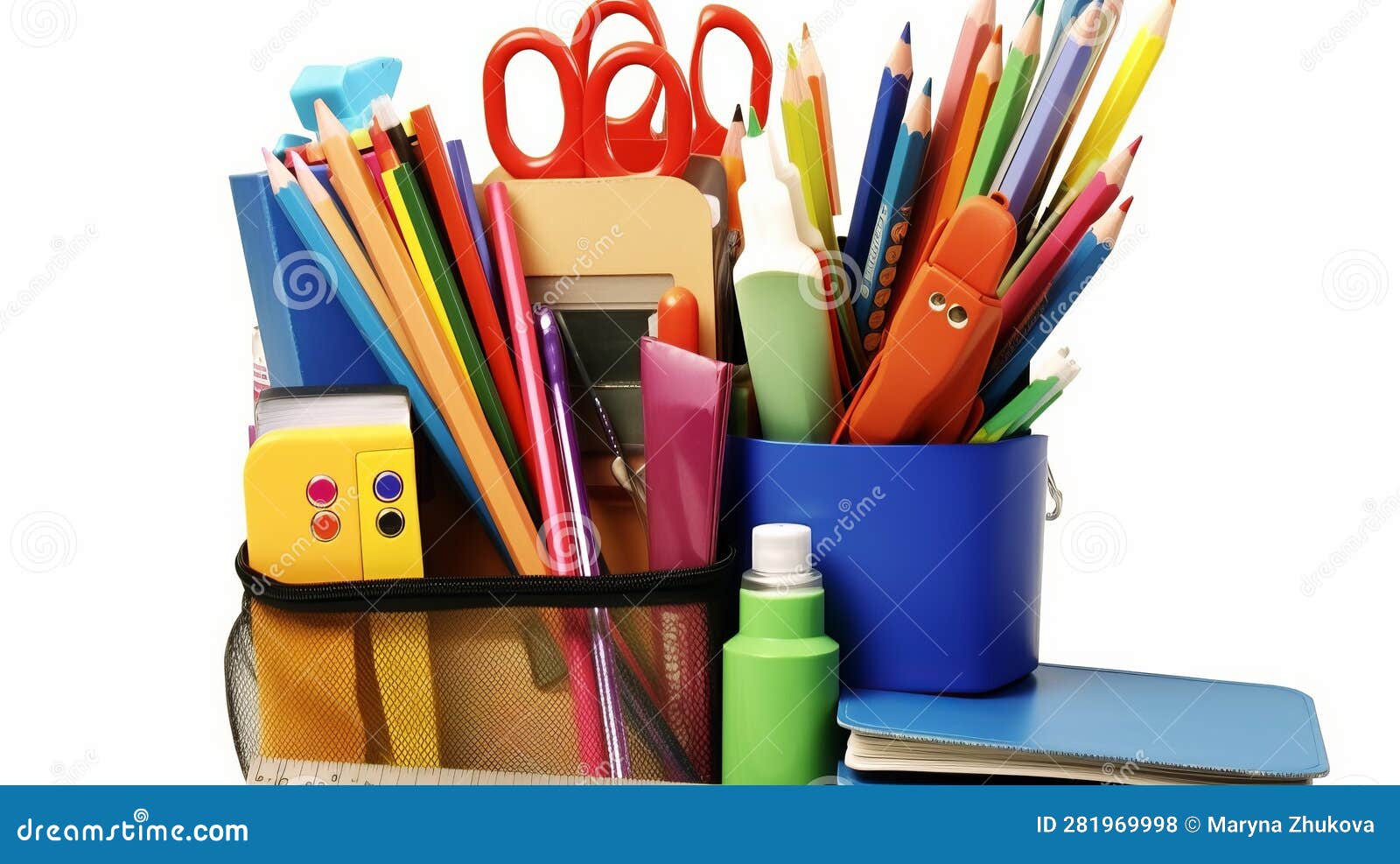 Stationery for School or Office. Various Writing Instruments Stock ...