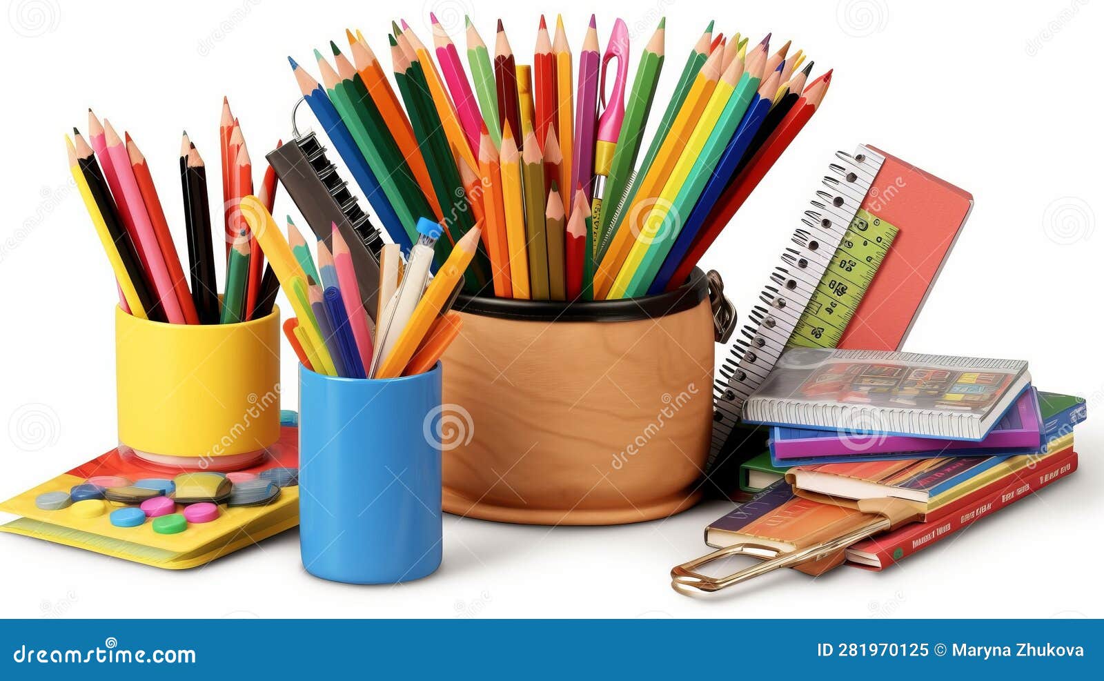 Stationery for School or Office. Various Writing Instruments Stock ...