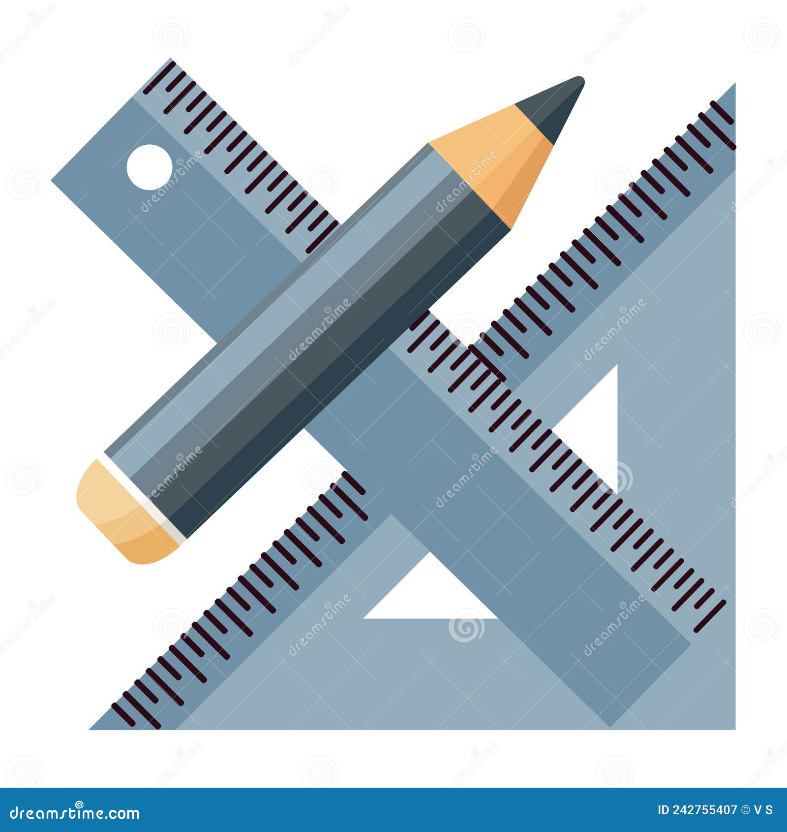 Stationery Set, Pencil, Ruler, Triangular Ruler, Blue Colors. School ...