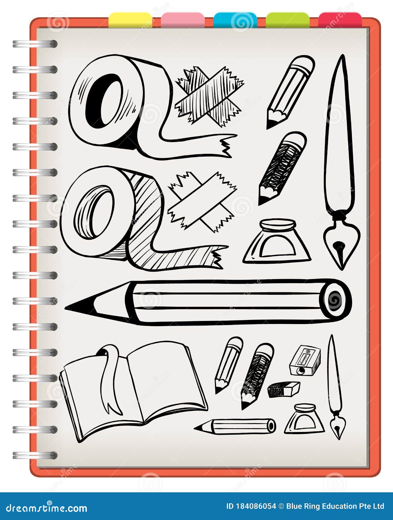 Stationery Sign on Notebook Page Stock Vector - Illustration of blank ...