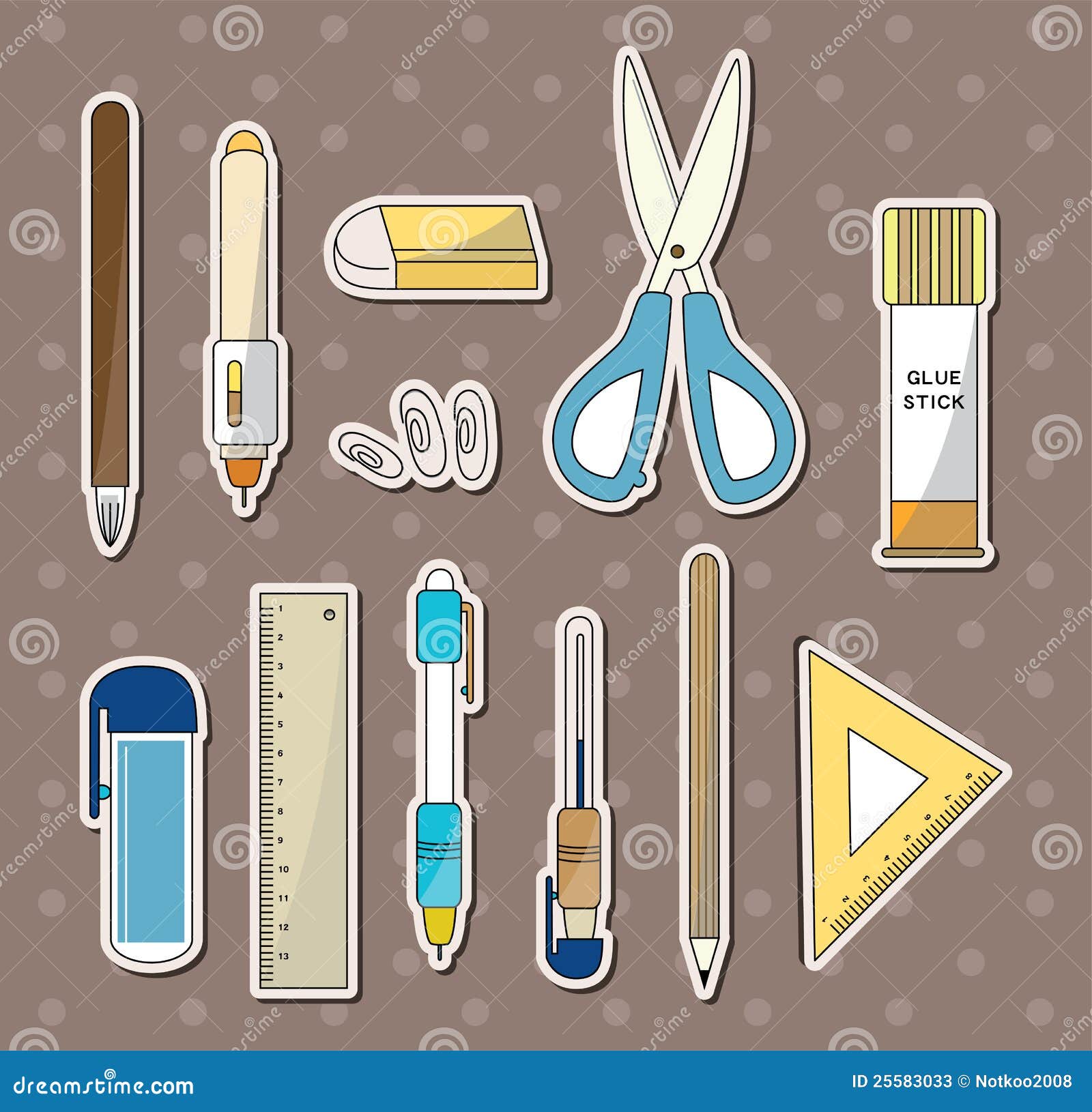 Stationery stickers stock vector. Illustration of education - 25583033
