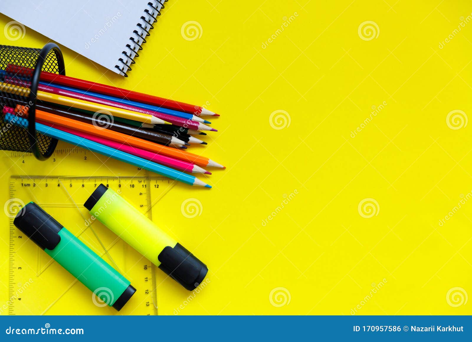 Stationery For Students, Students On A Grey Background. Ready For ...