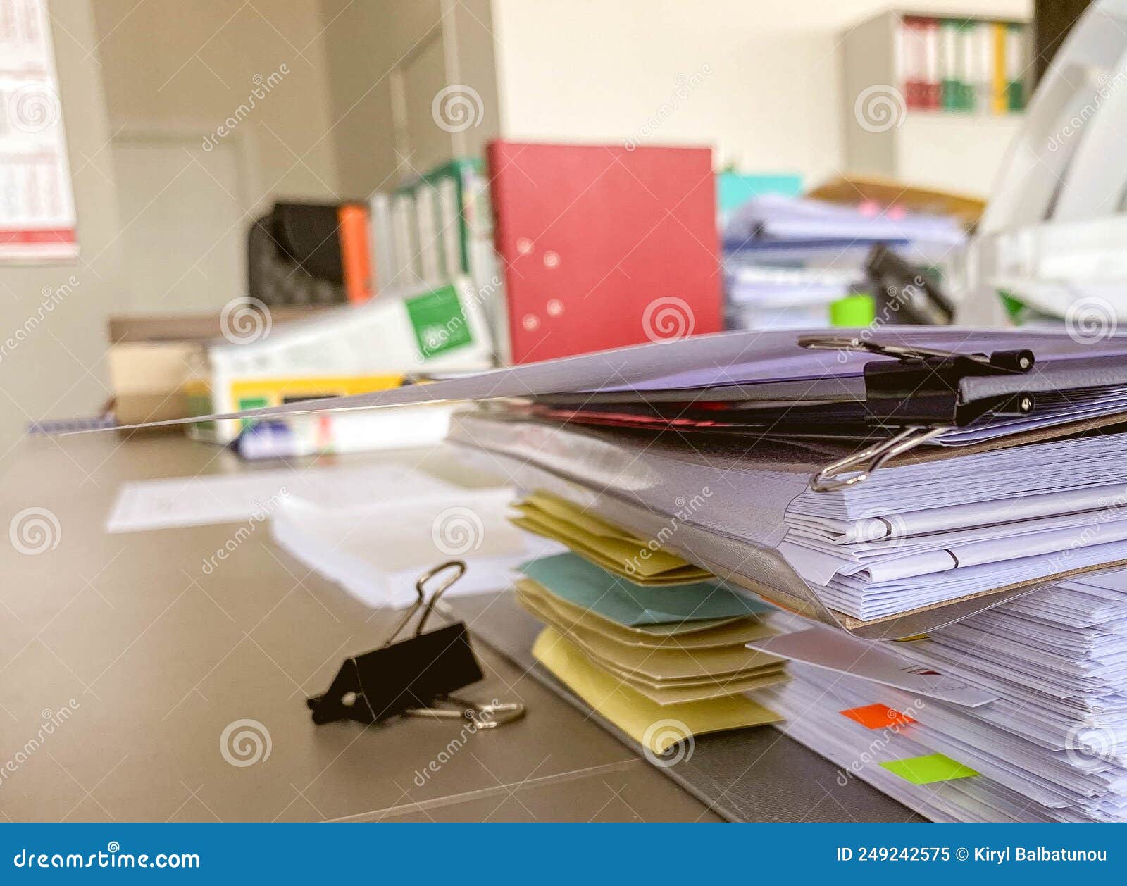 Stationery on the Table in the Office. Folders with Papers, Documents ...
