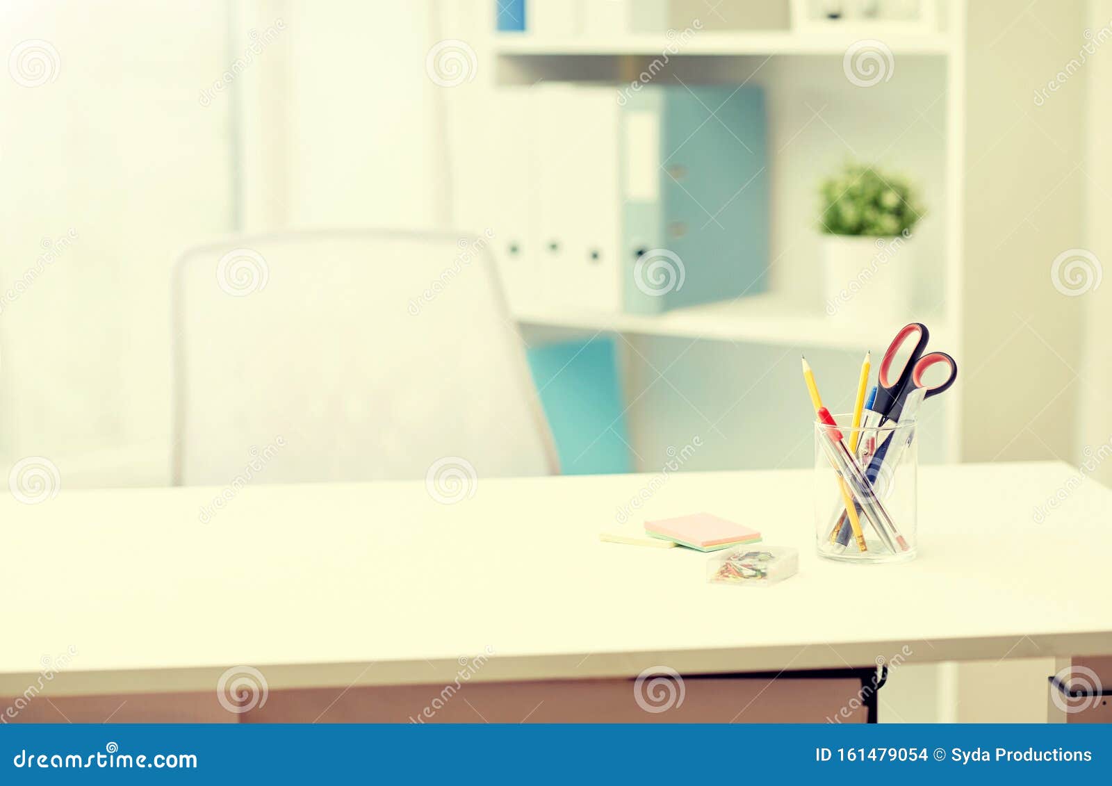 Stationery on Table in Office Interior Stock Photo - Image of tool ...