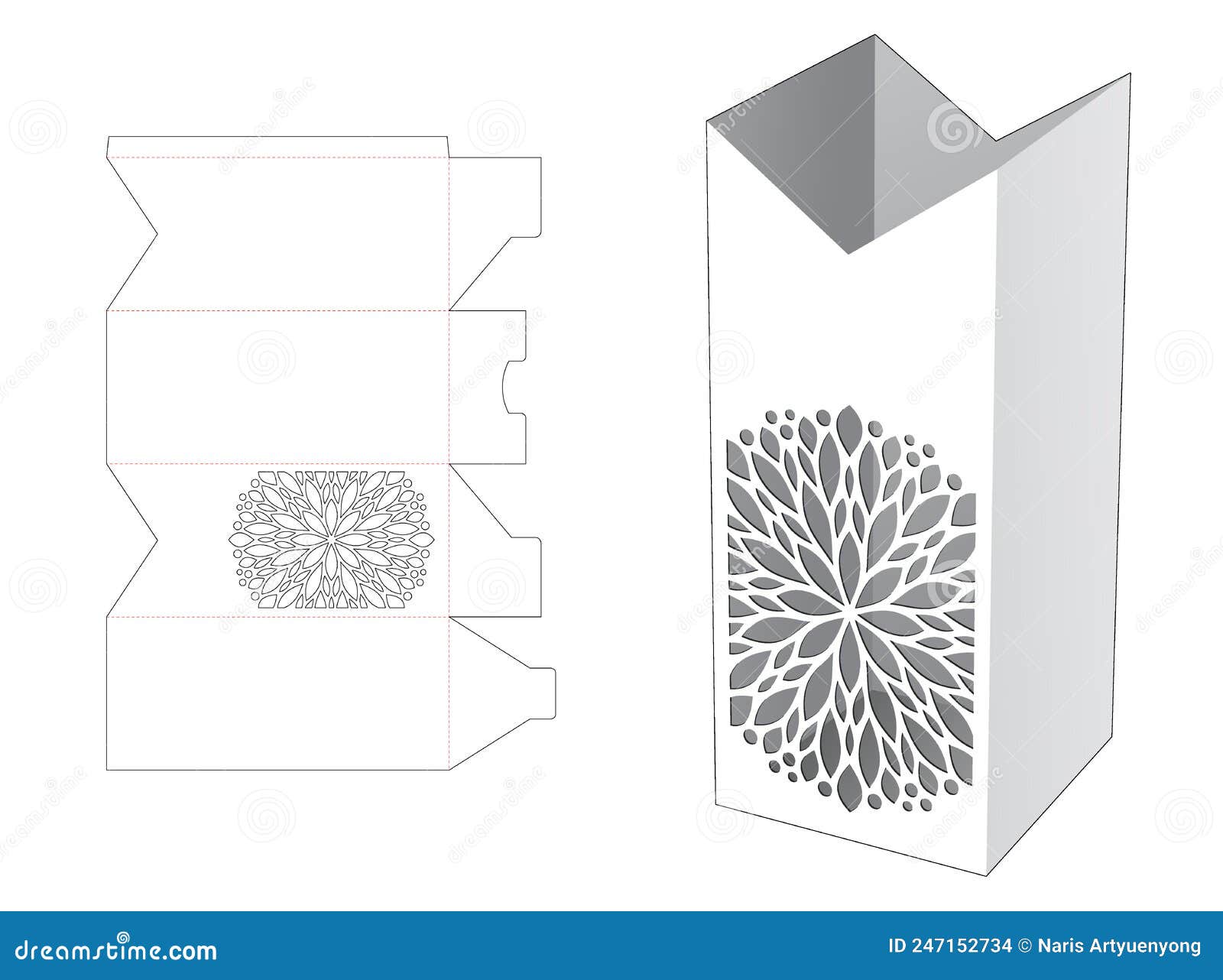 Stenciled Tall Box And House Shaped Cover Die Cut Template Vector ...