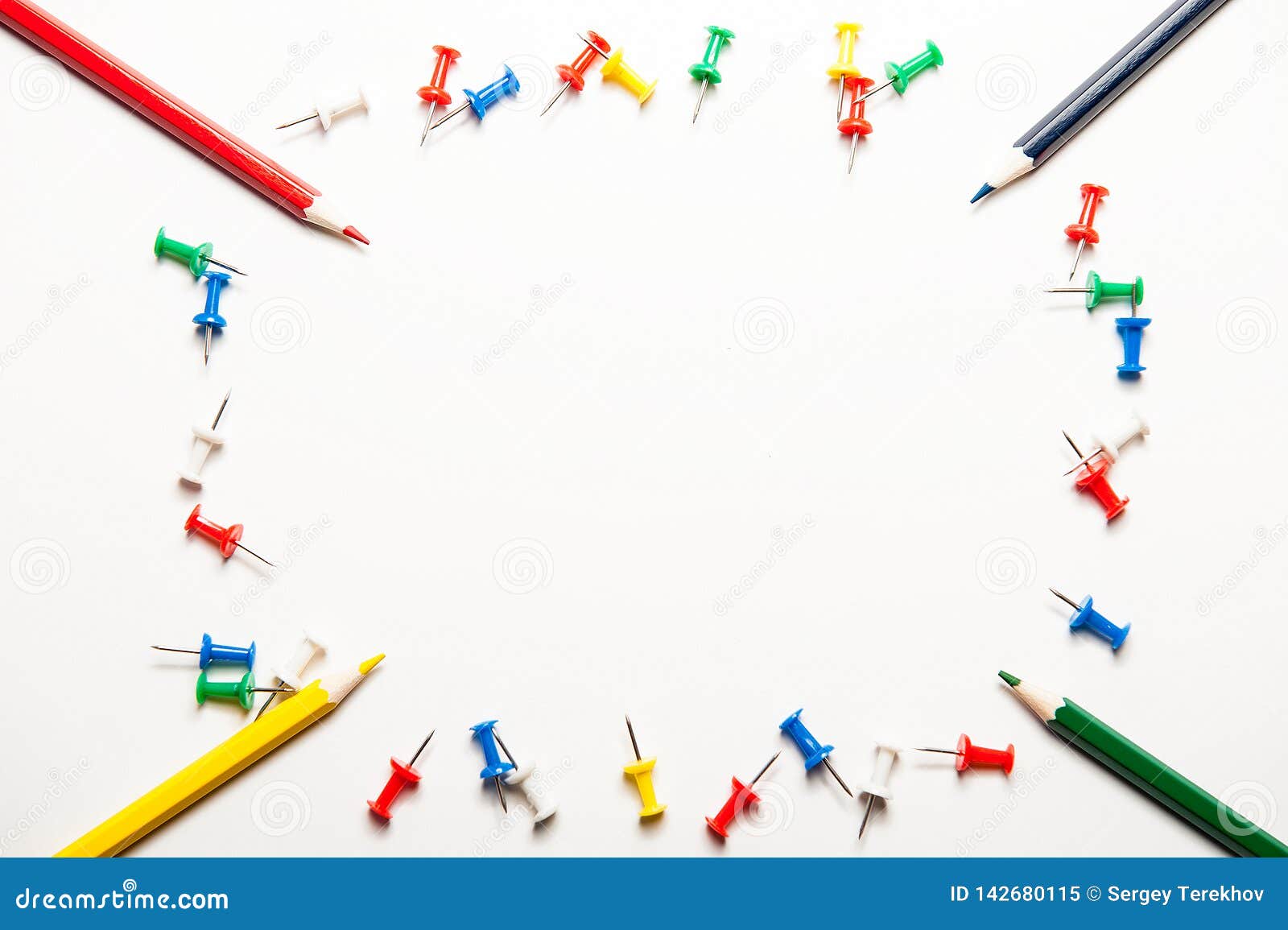 Stationery on White Background. Multi-colored Buttons of Paper Stock ...
