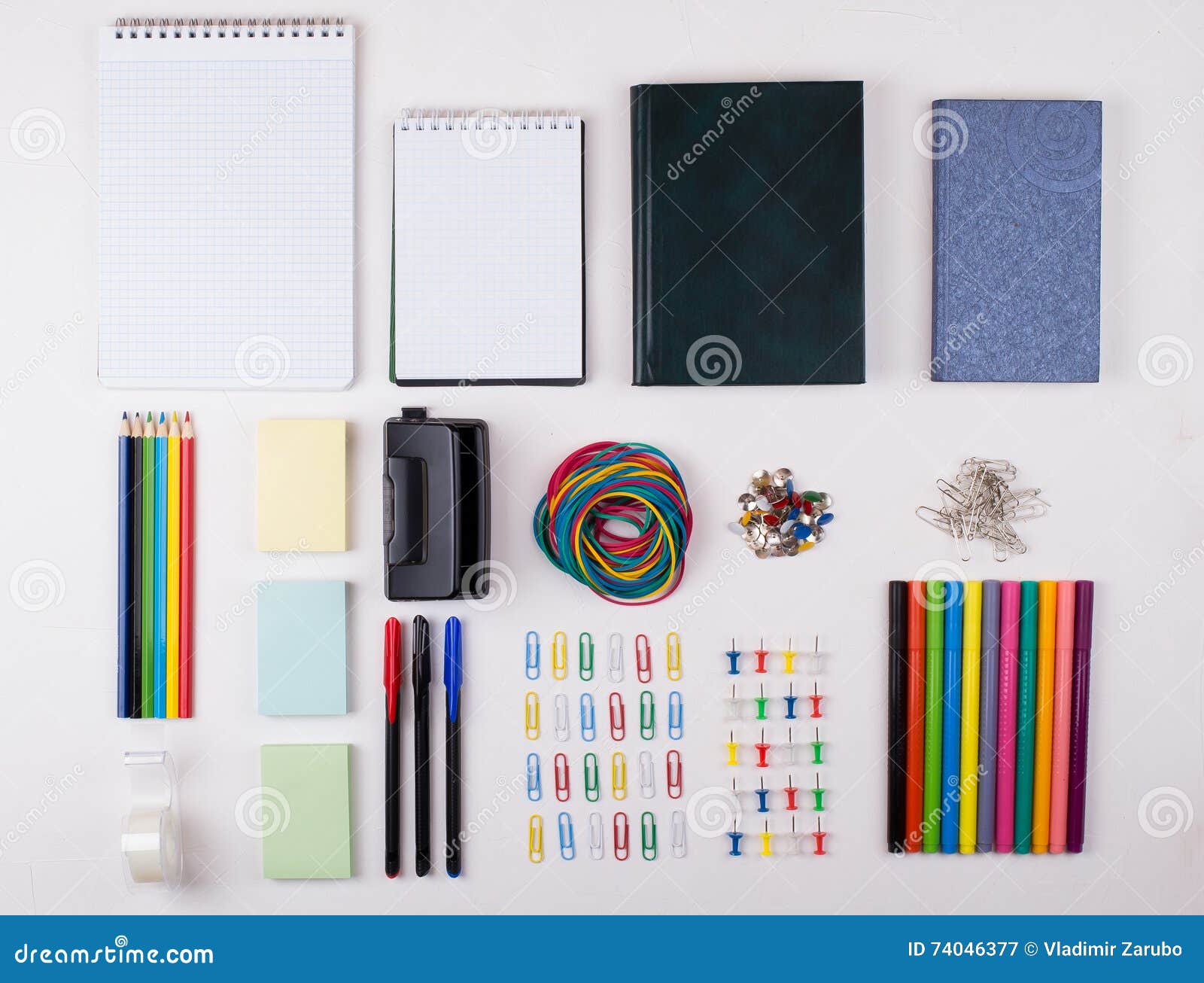 Stationery on a White Table the Stock Image - Image of clerical ...