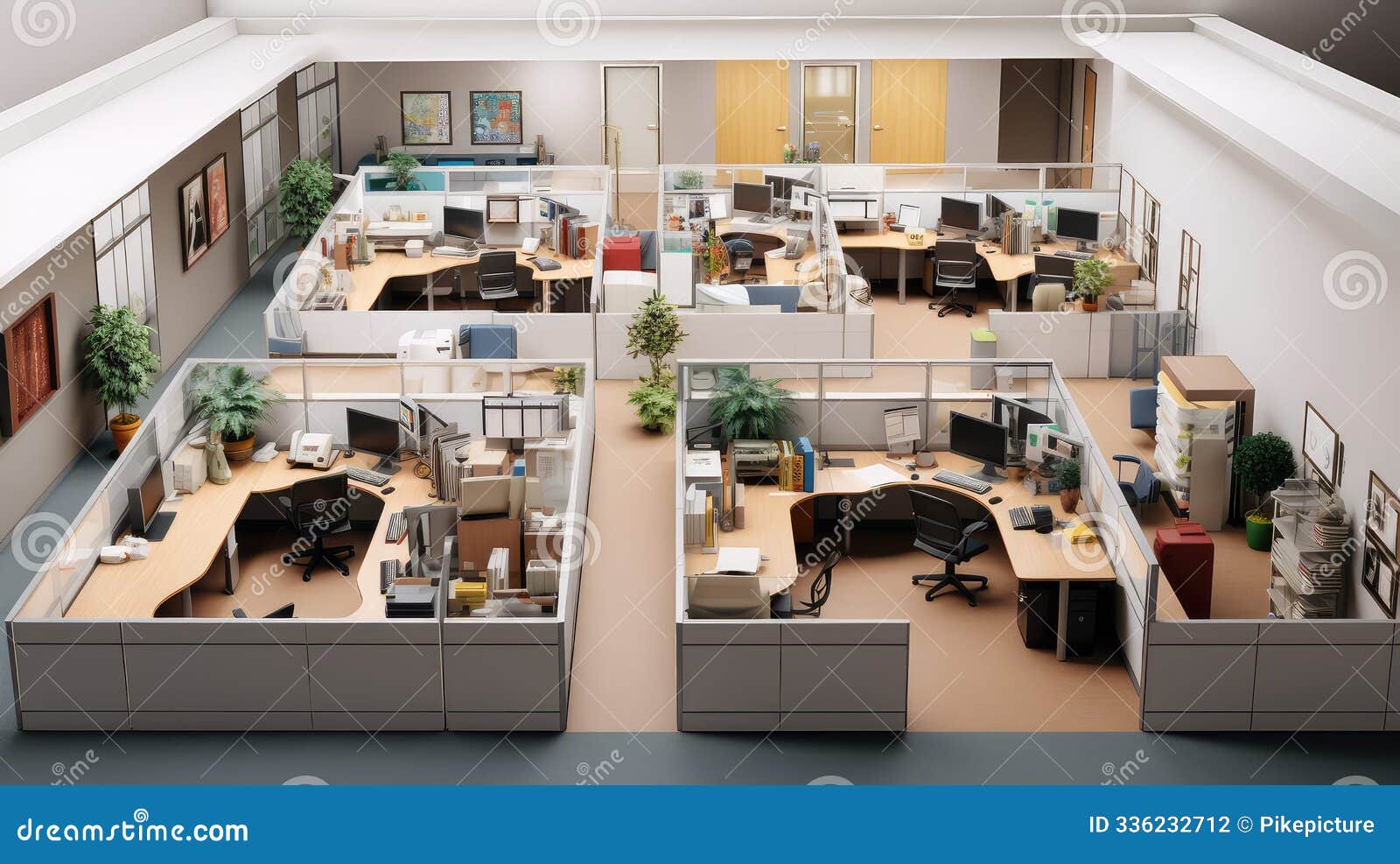 Stations Office Layout Work Space Royalty-Free Cartoon | CartoonDealer ...