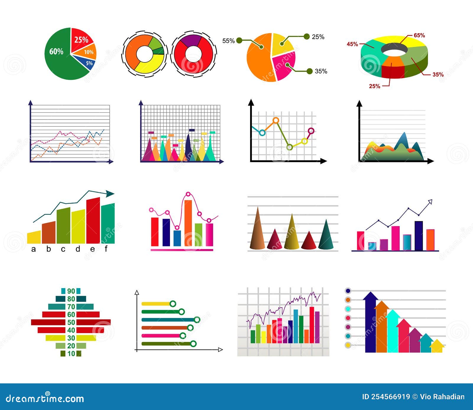 Statistic Diagram Chart Colorful. Diagram Chart Graph Elements Vector ...