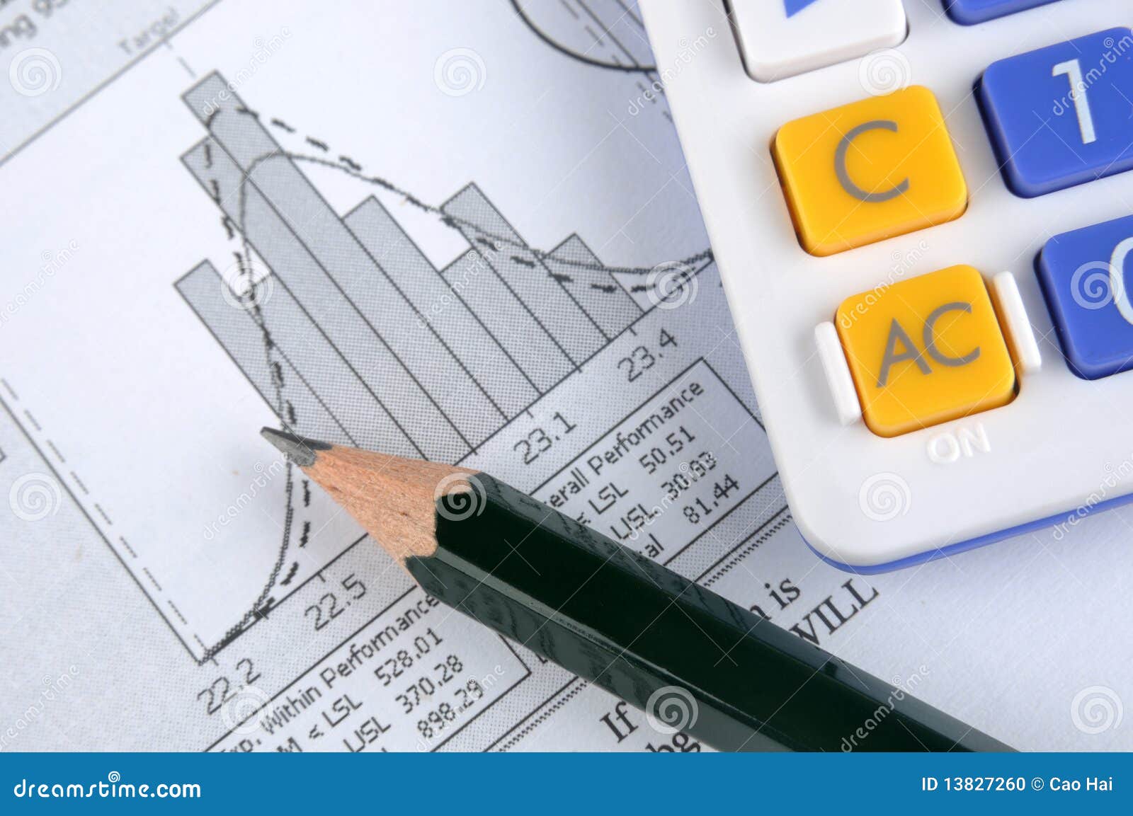 Statistic Chart, Pencil and Calculator Stock Photo - Image of graph ...