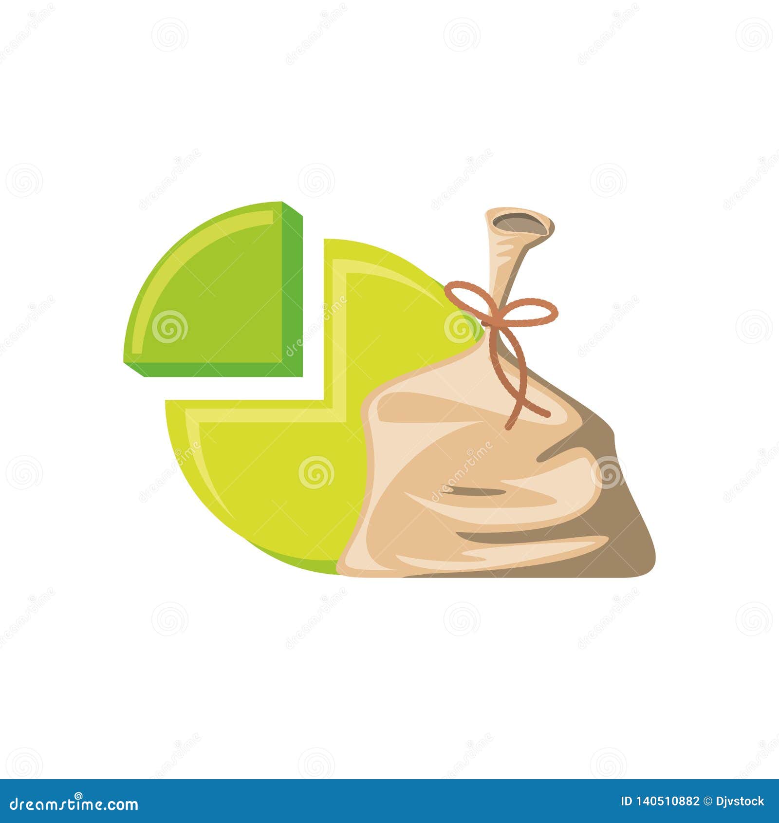Statistic Graph of Pie with Bag Money Stock Vector - Illustration of ...