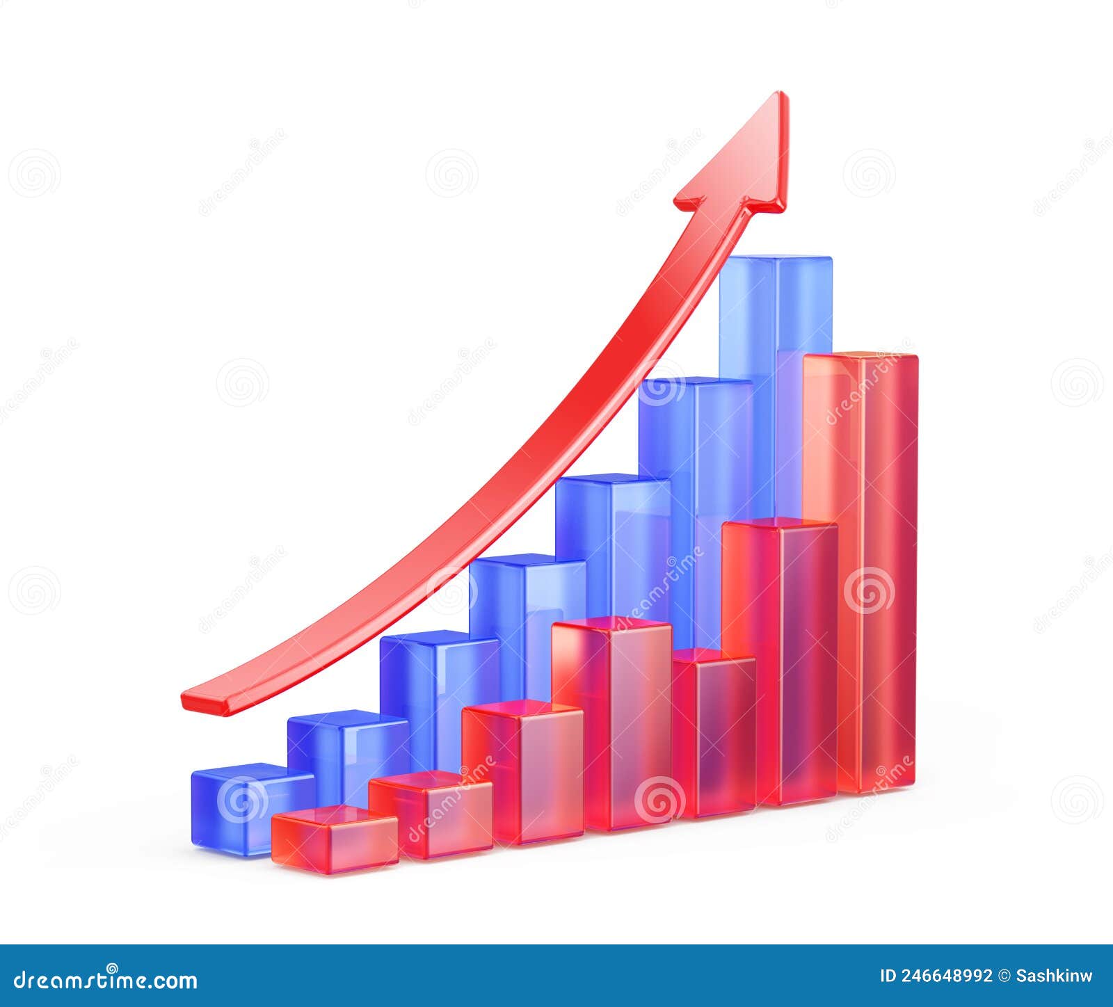 Statistic, Growth Concept. Bar Charts and Arrow Isolated on White ...