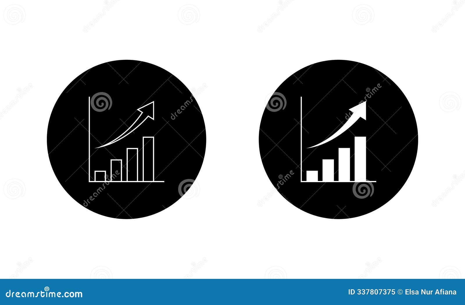 Statistic Icon on Black Circle. Increase Graph Concept Stock ...