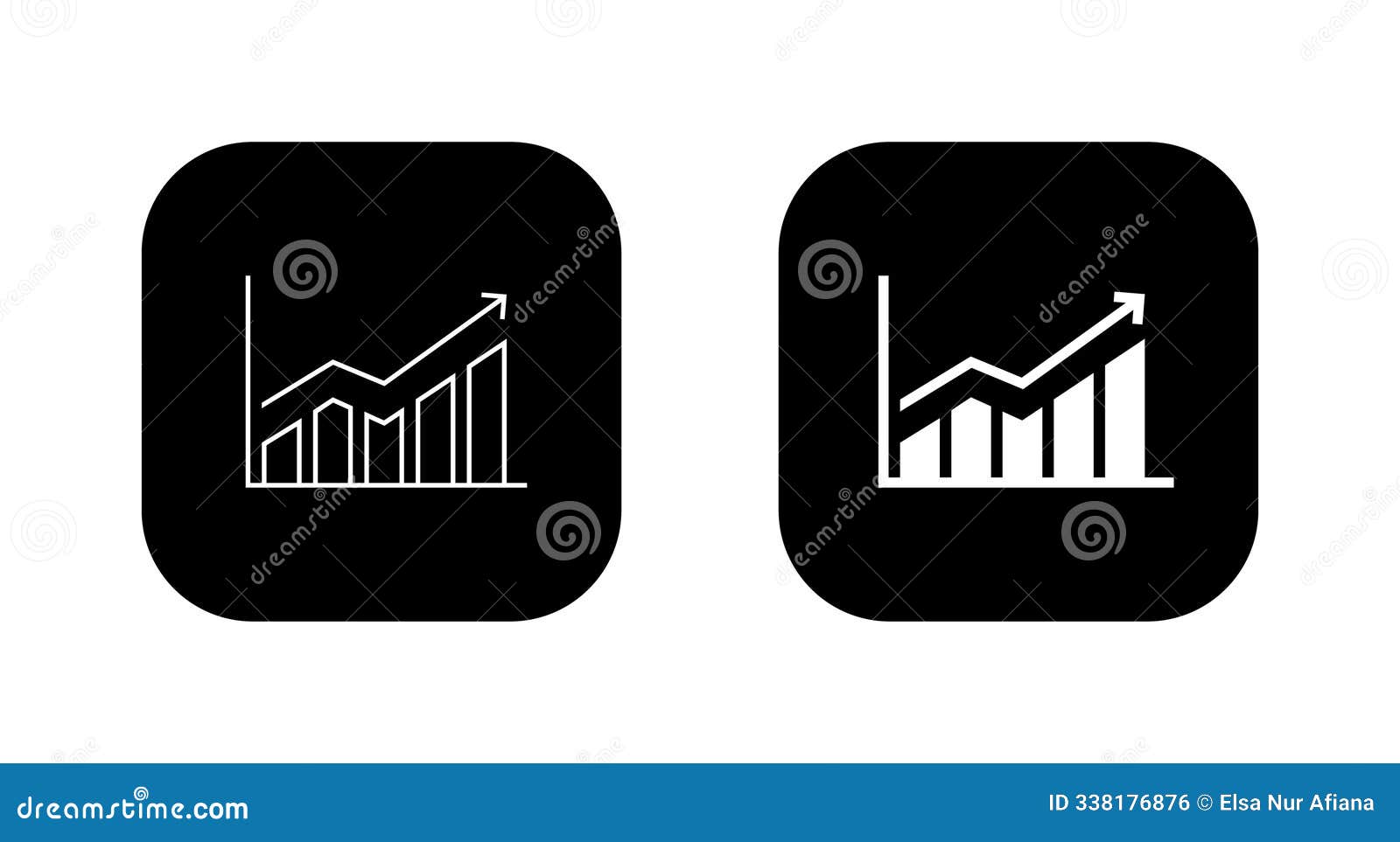 Statistic Icon on Black Square. Business Chart Symbol Stock Illustration - Illustration of ...