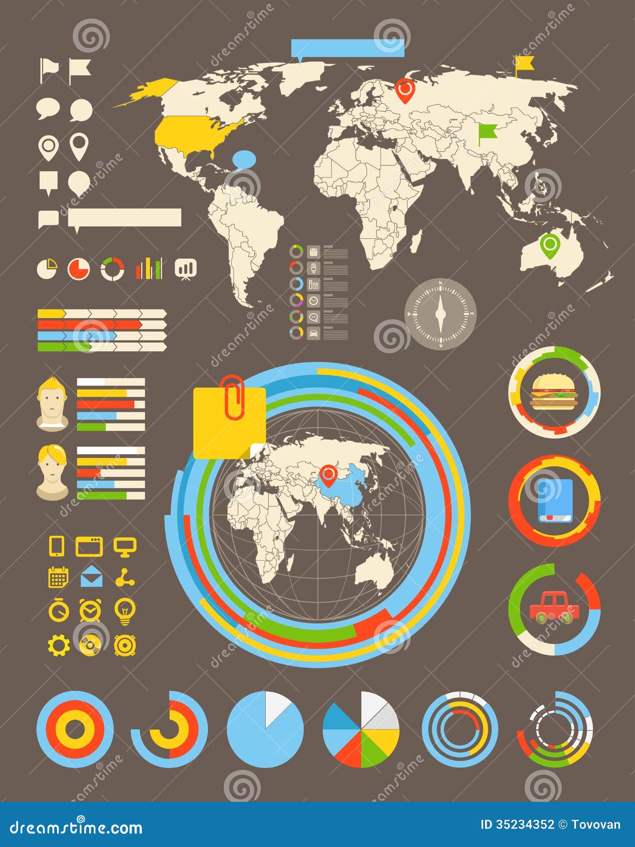Statistic Information of Different Industries Stock Vector ...