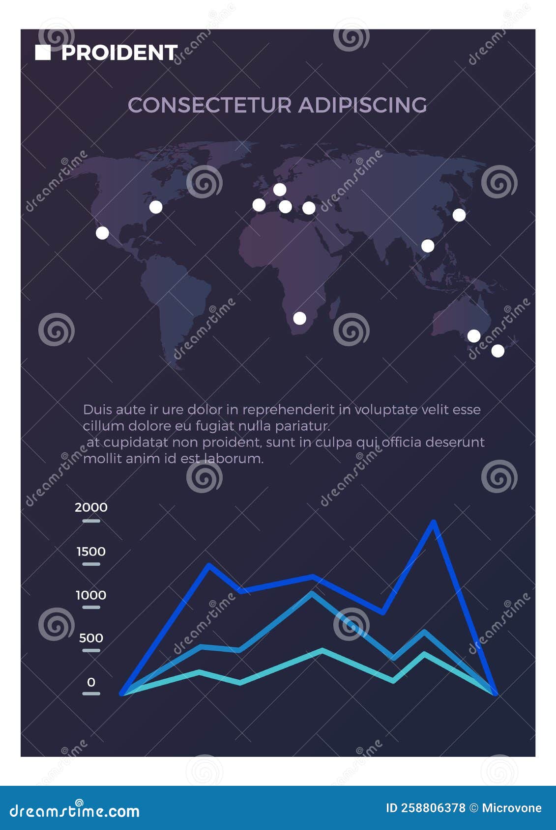 Statistic Page Template with World Map and Line Chart Stock ...