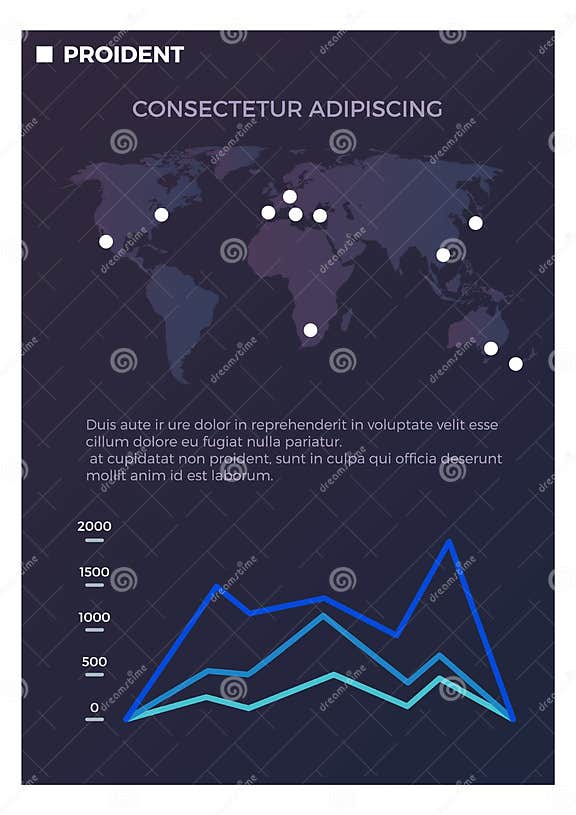 Statistic Page Template with World Map and Line Chart Stock ...