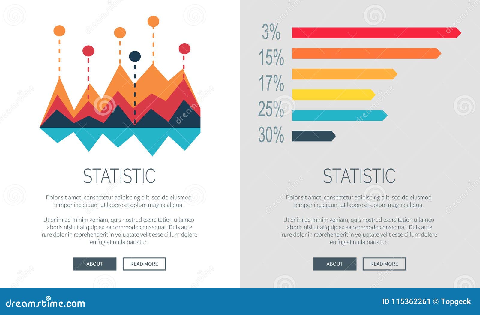 Statistic Representation Colorful Web Page Design Stock Vector ...