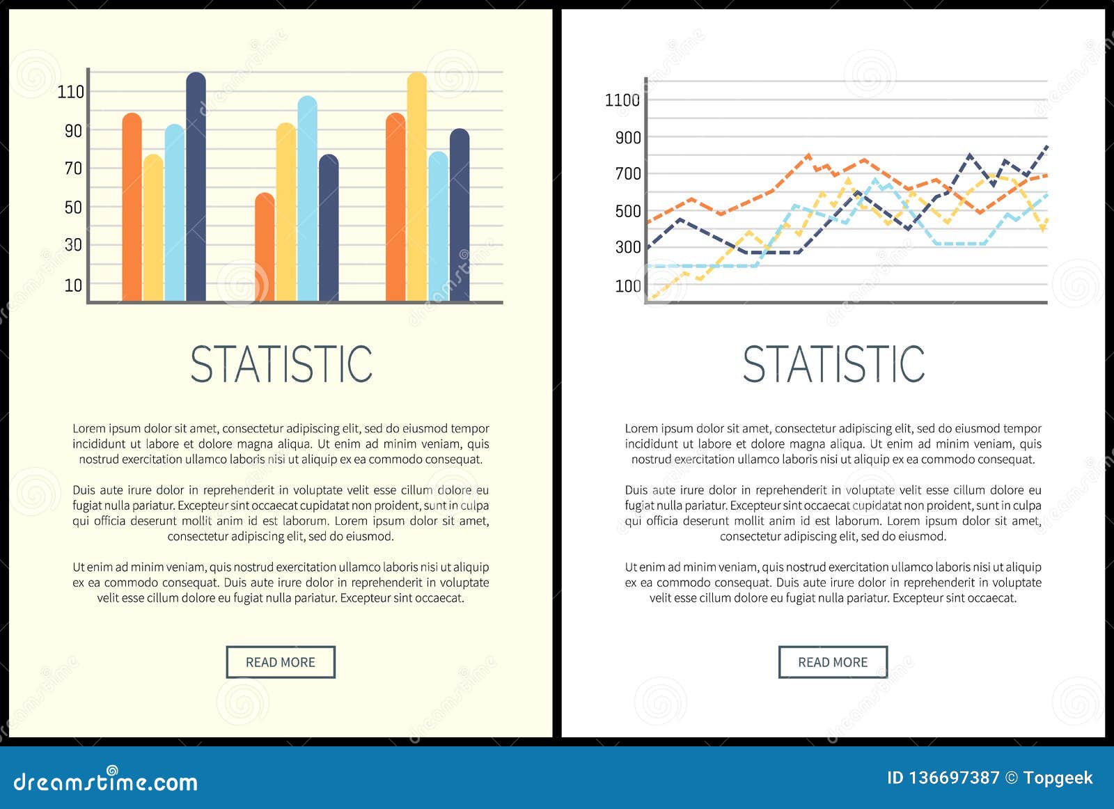 Statistic Web Pages with Text Sample, Infographics Stock Vector ...