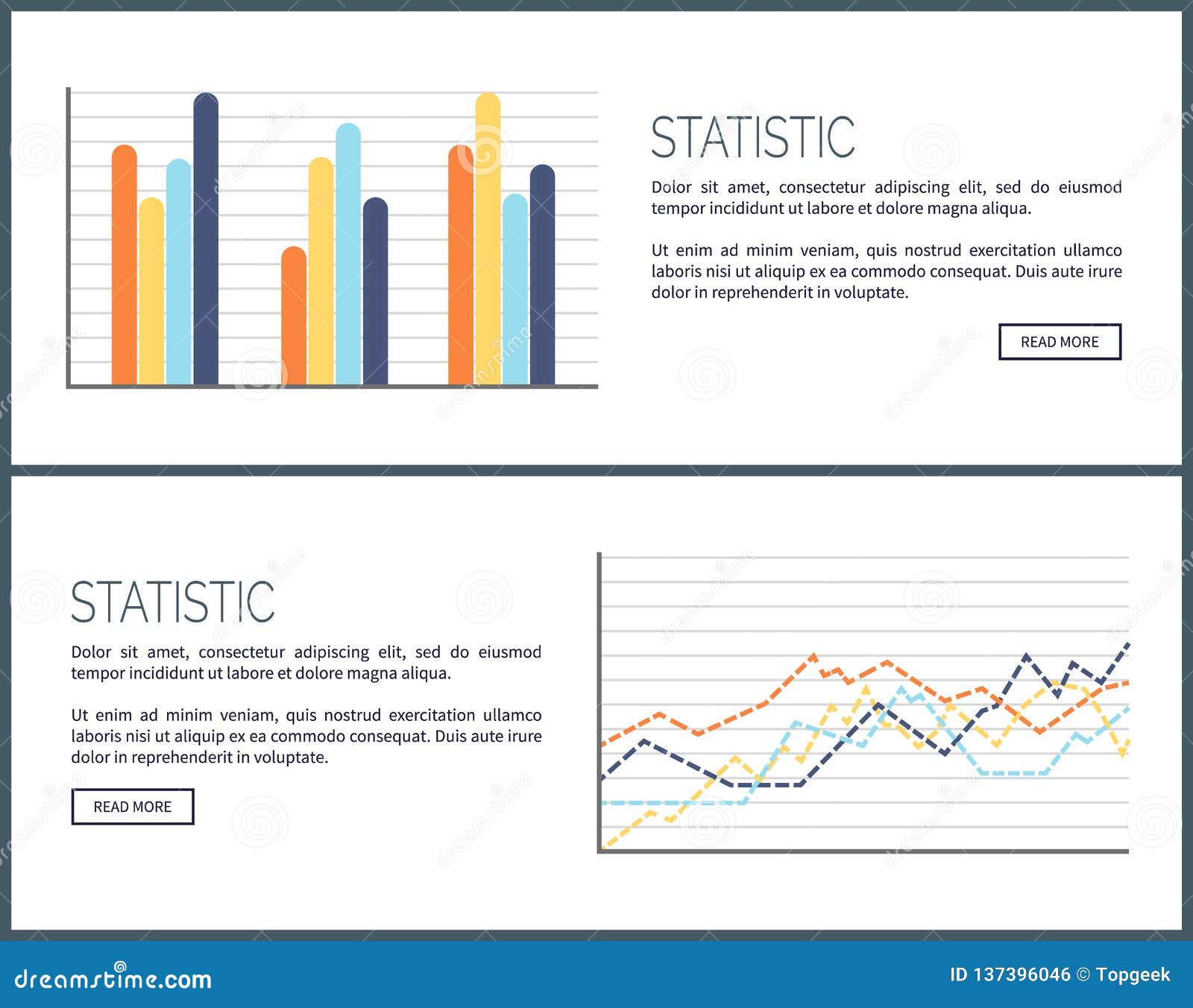 Statistic Web Pages with Text Sample, Infographics Stock Vector ...