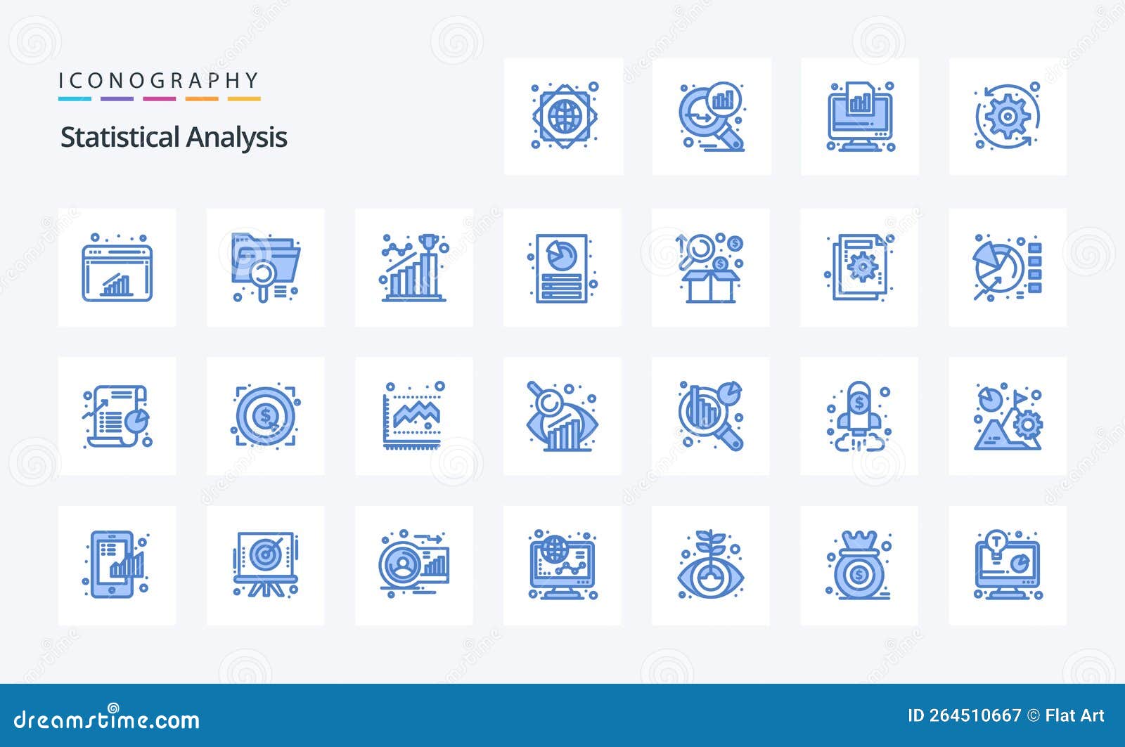 25 Statistical Analysis Blue Icon Pack Stock Vector - Illustration of ...