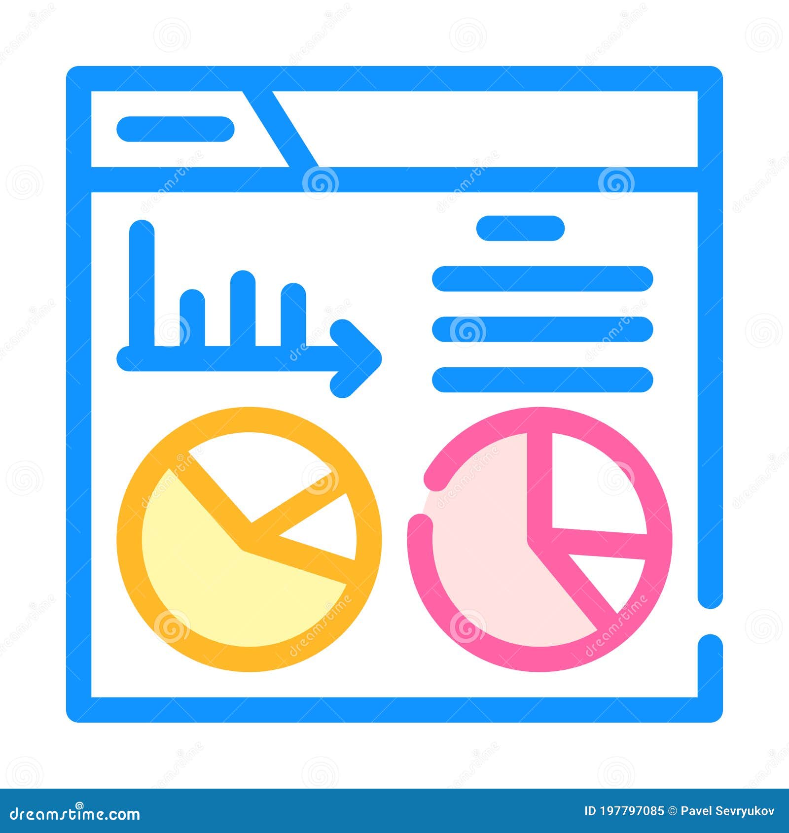 Statistical Analysis Digital Report Color Icon Vector Illustration ...